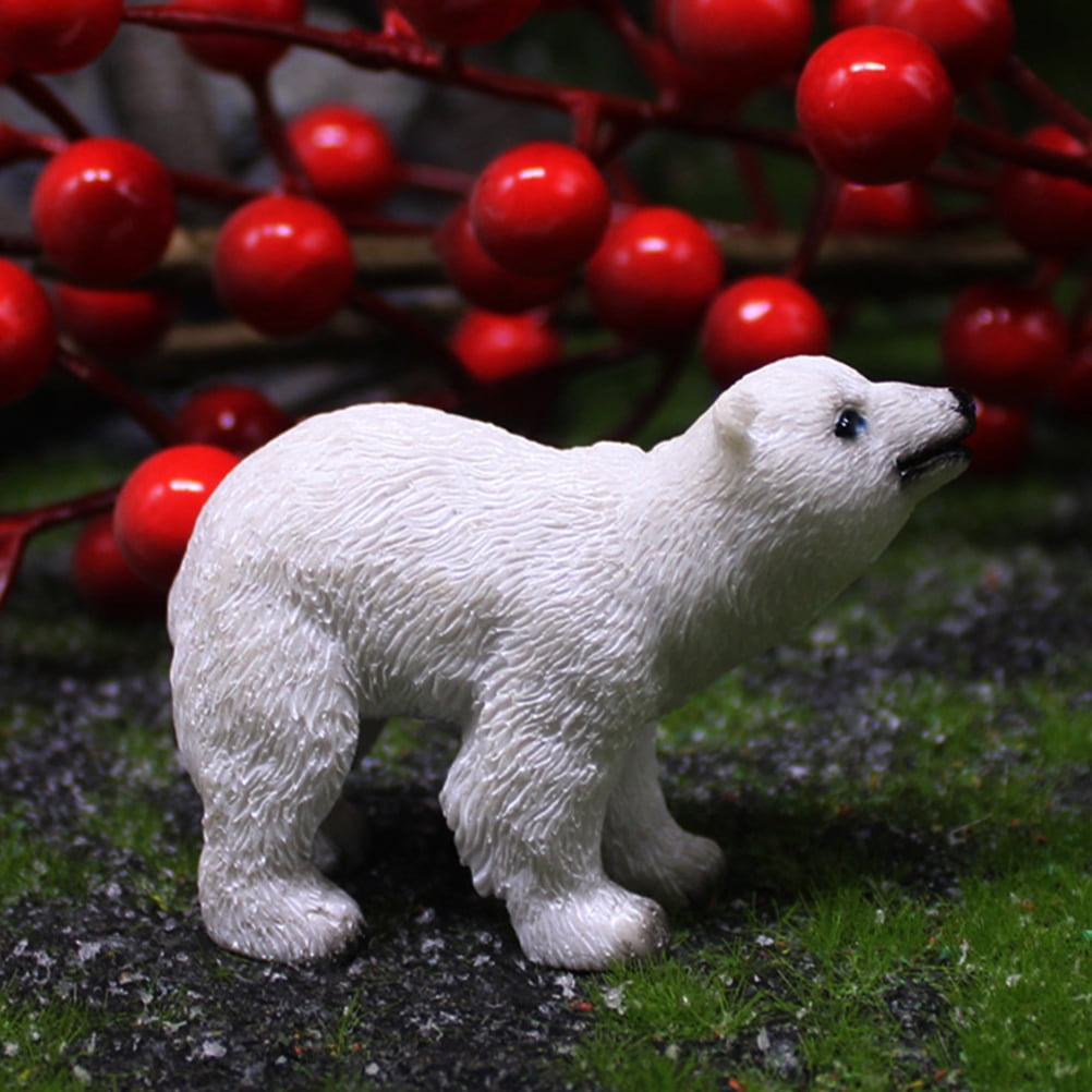 KAJNBN 1Pack Miniature Bear Statues in White Resin for Garden and Home ...