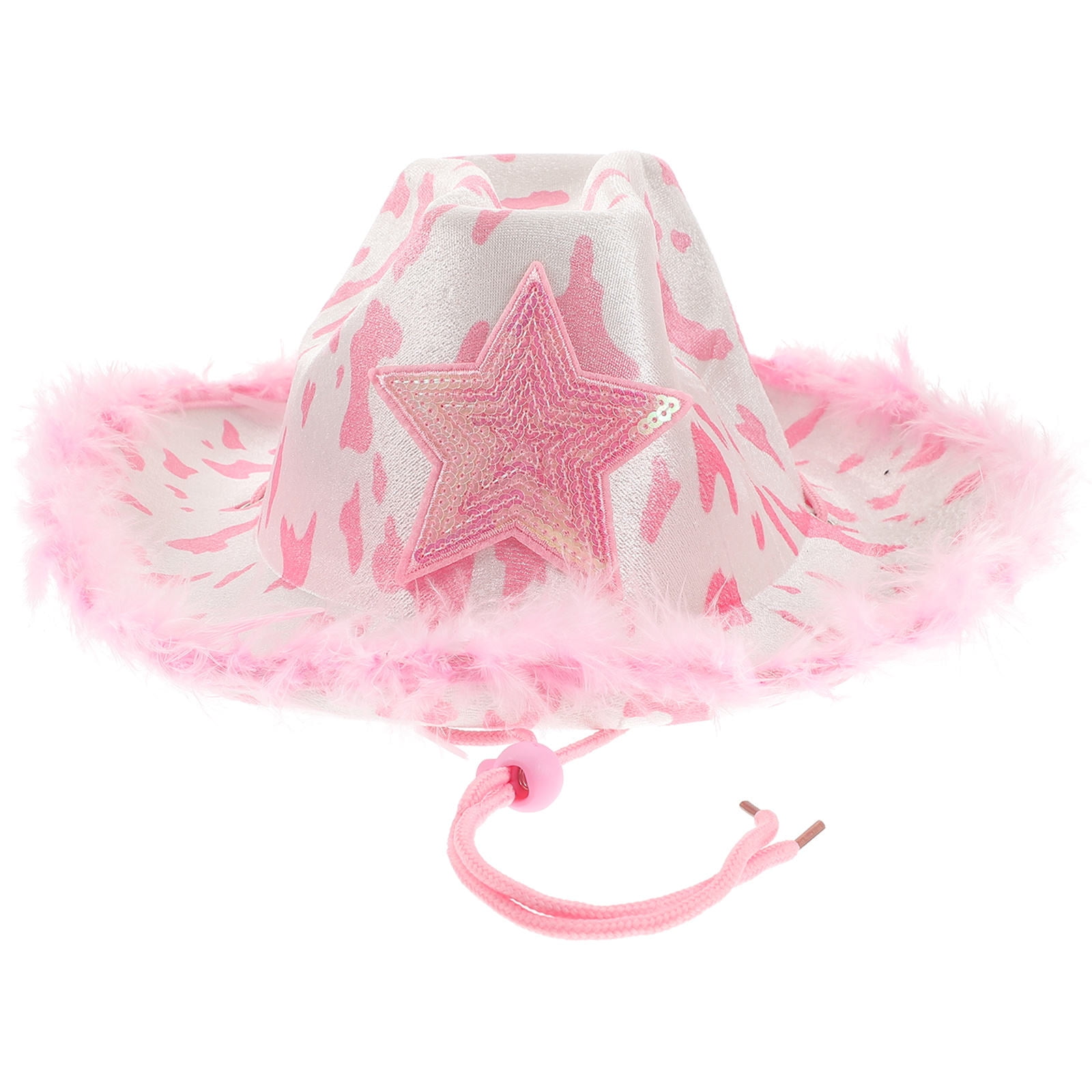 KAJNBN 1Pack Pink Cloth Cowboy Hat Round Brim Western Style For Women ...
