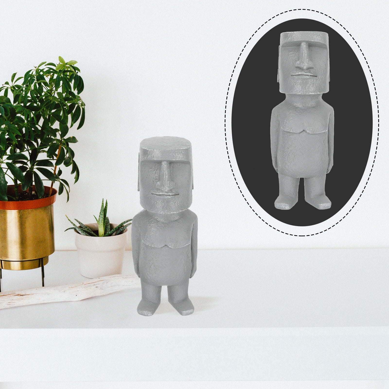 KAJNBN 1Pack Resin Moai Decoration Realistic Style For Living Room ...