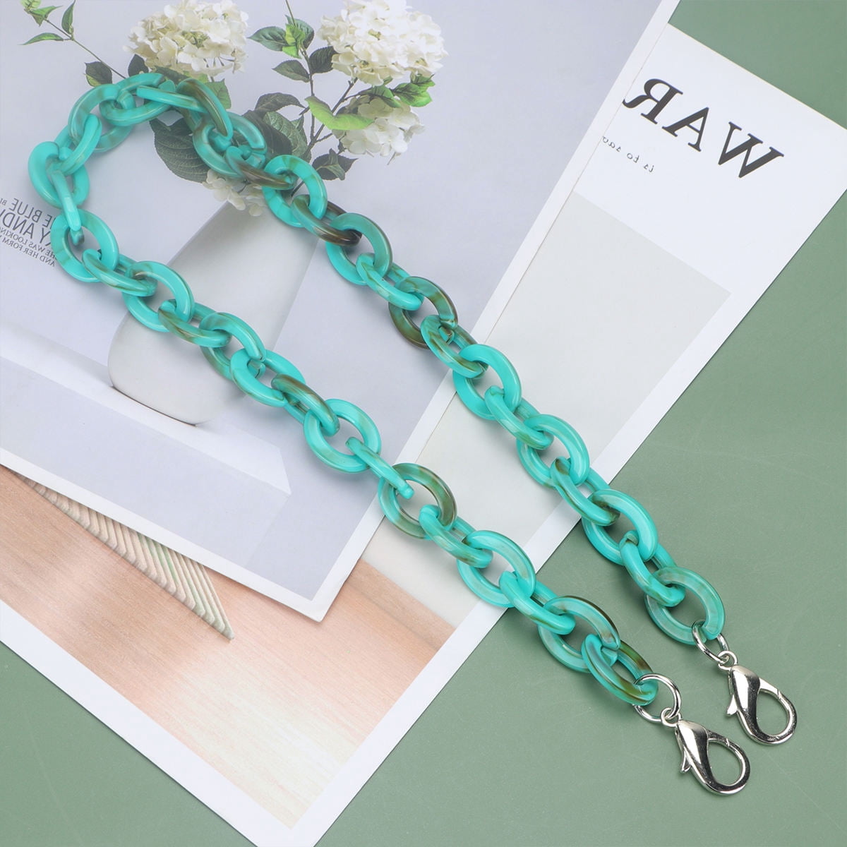 KAJNBN 1Pcs Purse Chain Straps Tote Bag Chain Green Acrylic Alloy Diy ...