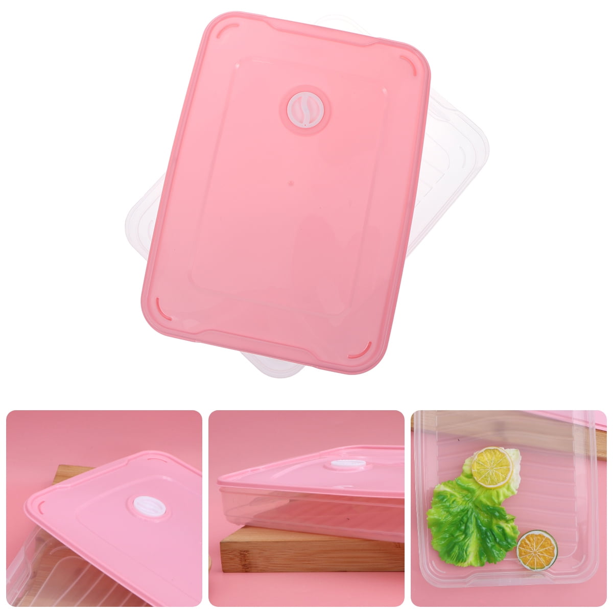KAJNBN 1Set Fridge Accessories Pink Rectangular Plastic Food Storage ...