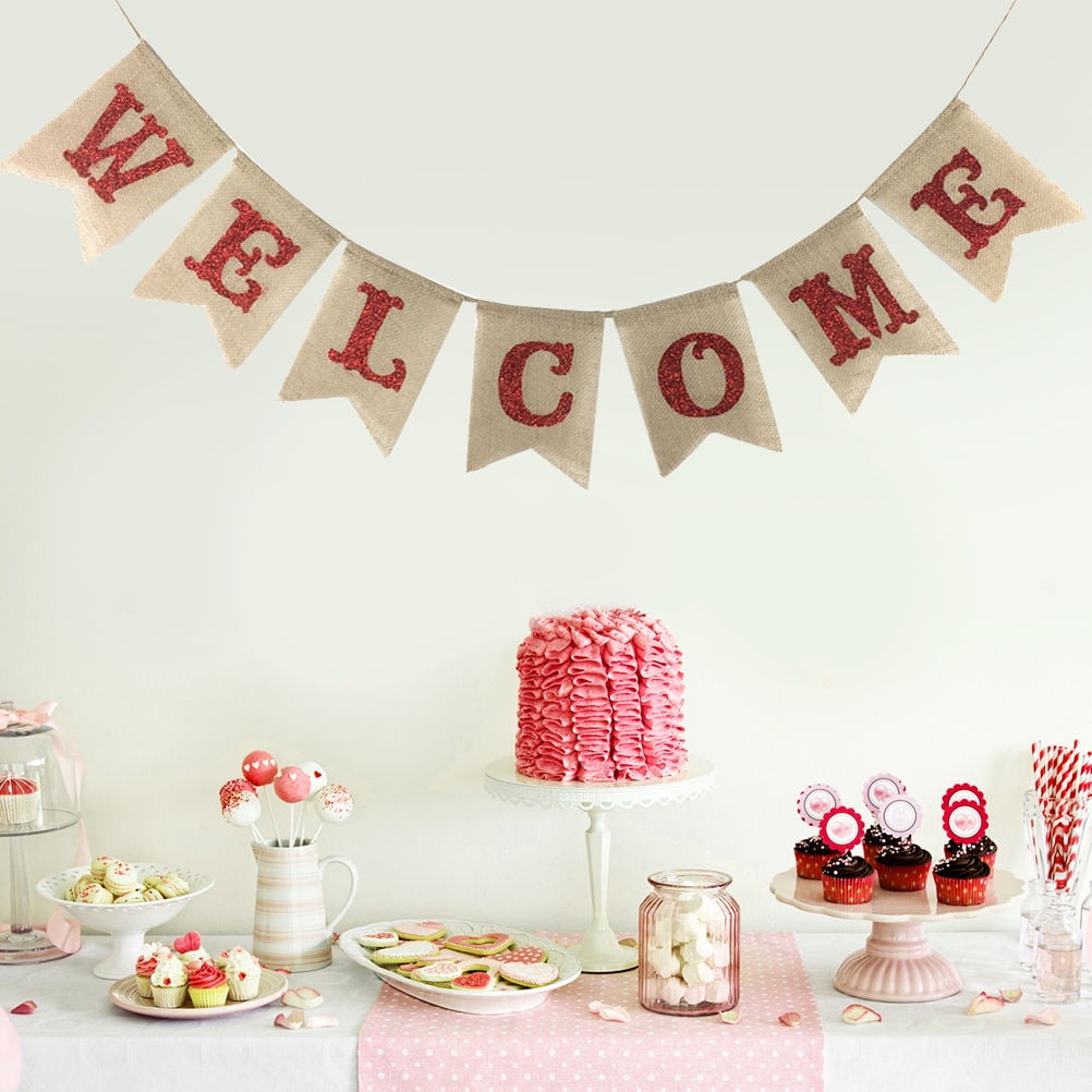 KAJNBN 1Set MultiColored Linen Banner Swallowtail Shape For Birthday ...