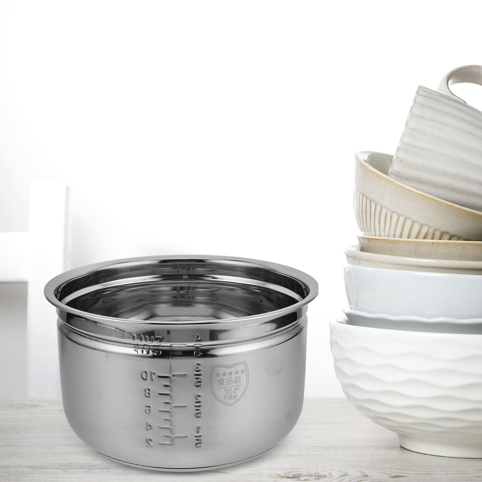 KAJNBN 1Set Steamer Basket Rice Inner Pot Silver Round Nonstick For ...
