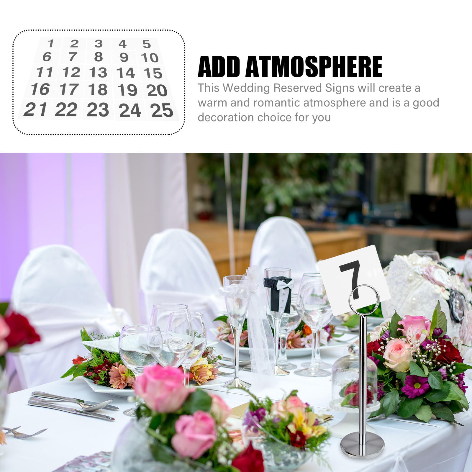 KAJNBN 25Pcs Numbered Table Tents Simple Design for Restaurant Signs ...
