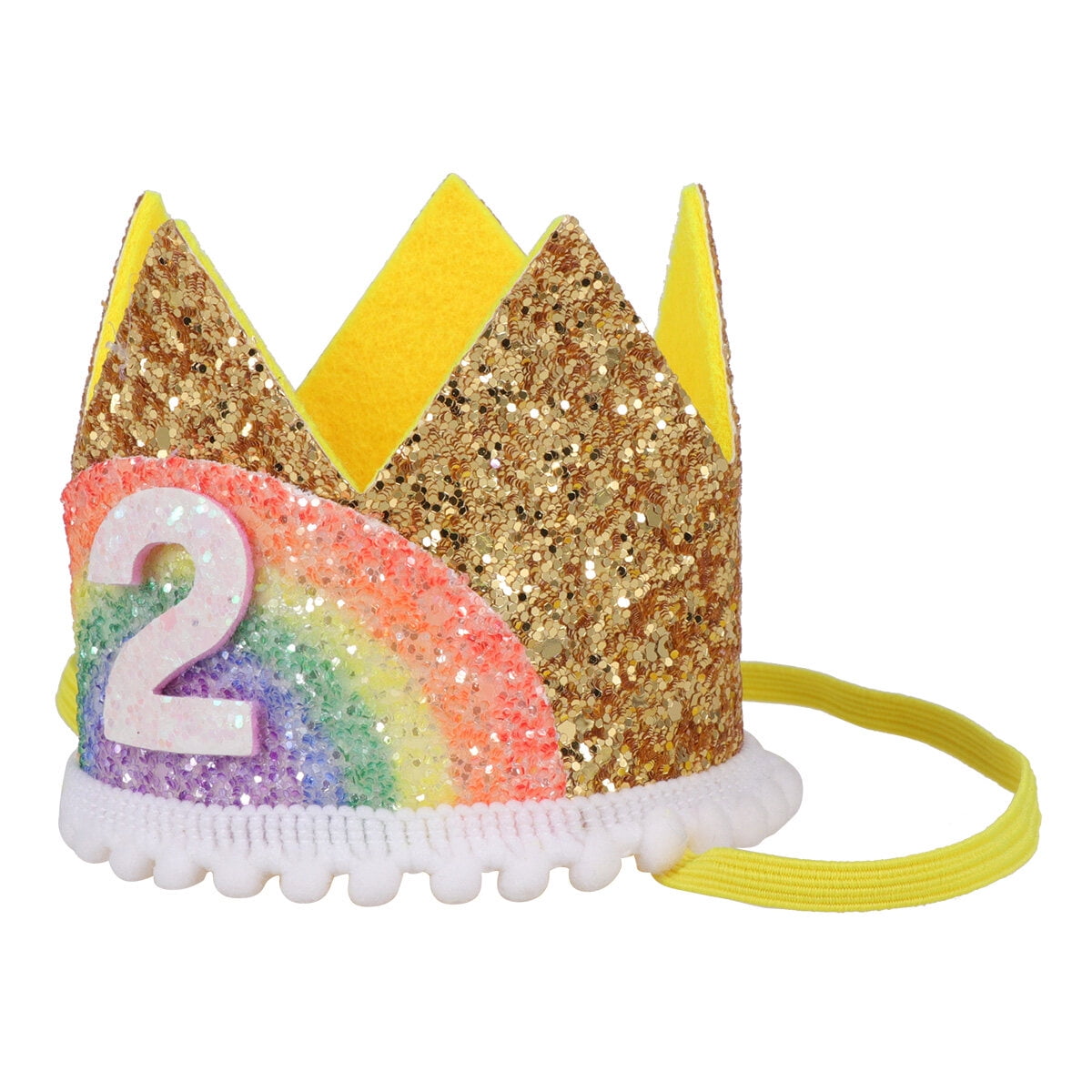 KAJNBN 2Pack Birthday Crown for Baby Girl Golden and Rainbow Crown ...