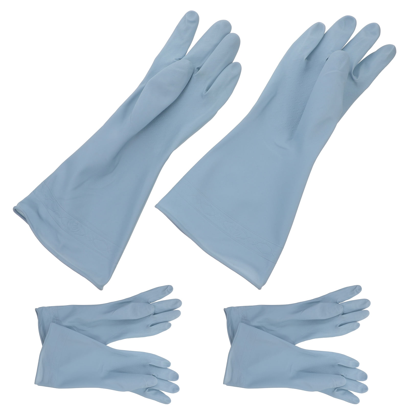 KAJNBN 3 Pairs Kitchen Dishwashing Gloves Reusable Blue Long Cuff PVC ...
