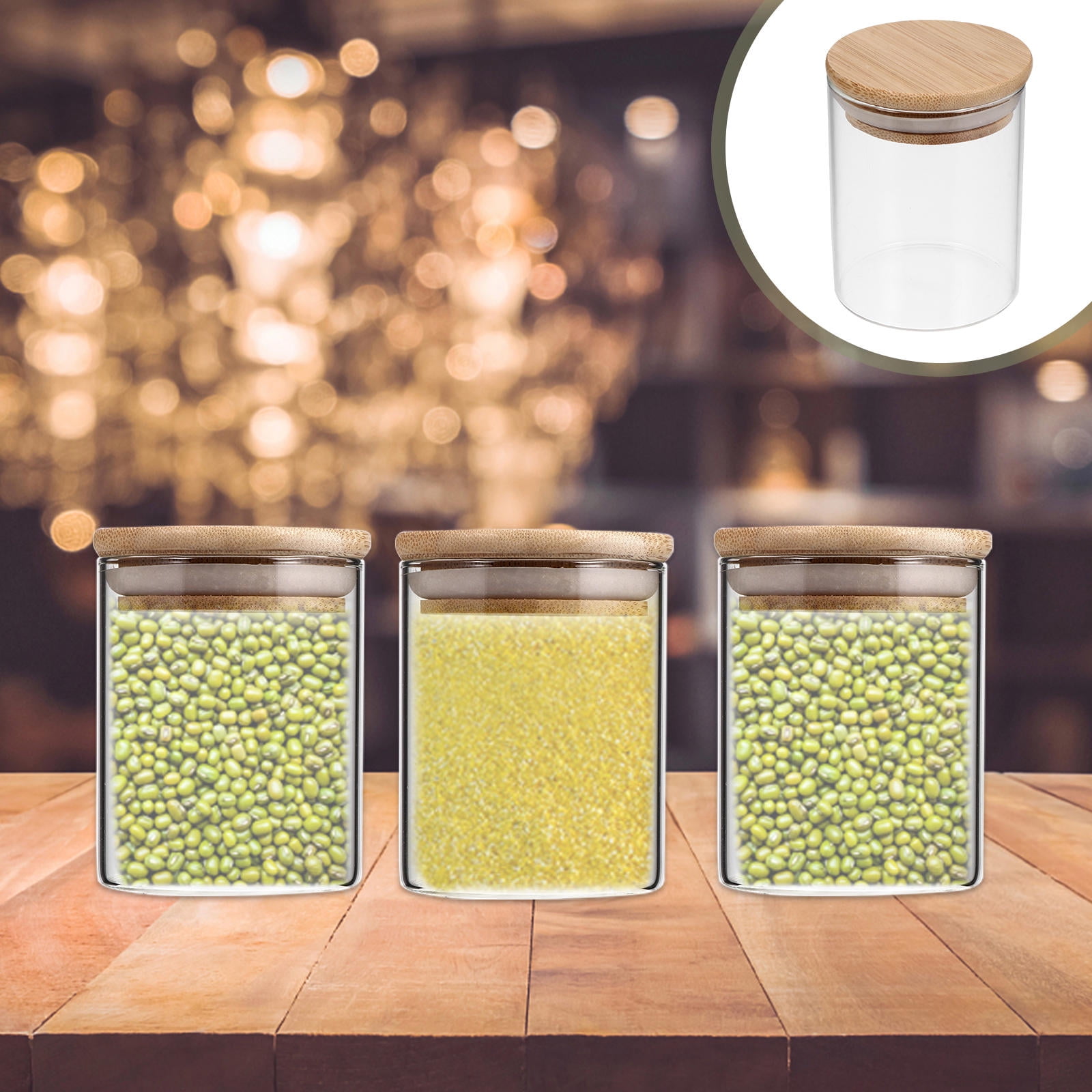 KAJNBN 4Set Kitchen Glass Storage Jars for Food Fresh Keeping with ...