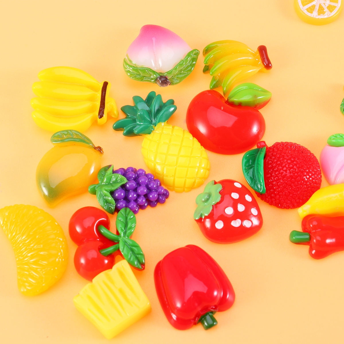 KAJNBN 60Pcs Imitation Fruit Charms Resin Accessories Assorted Color ...