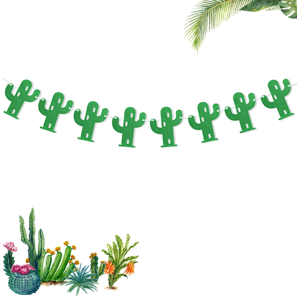 KAJNBN 7Pack Cactus Theme Birthday Decorations Square Banner Non-Woven ...