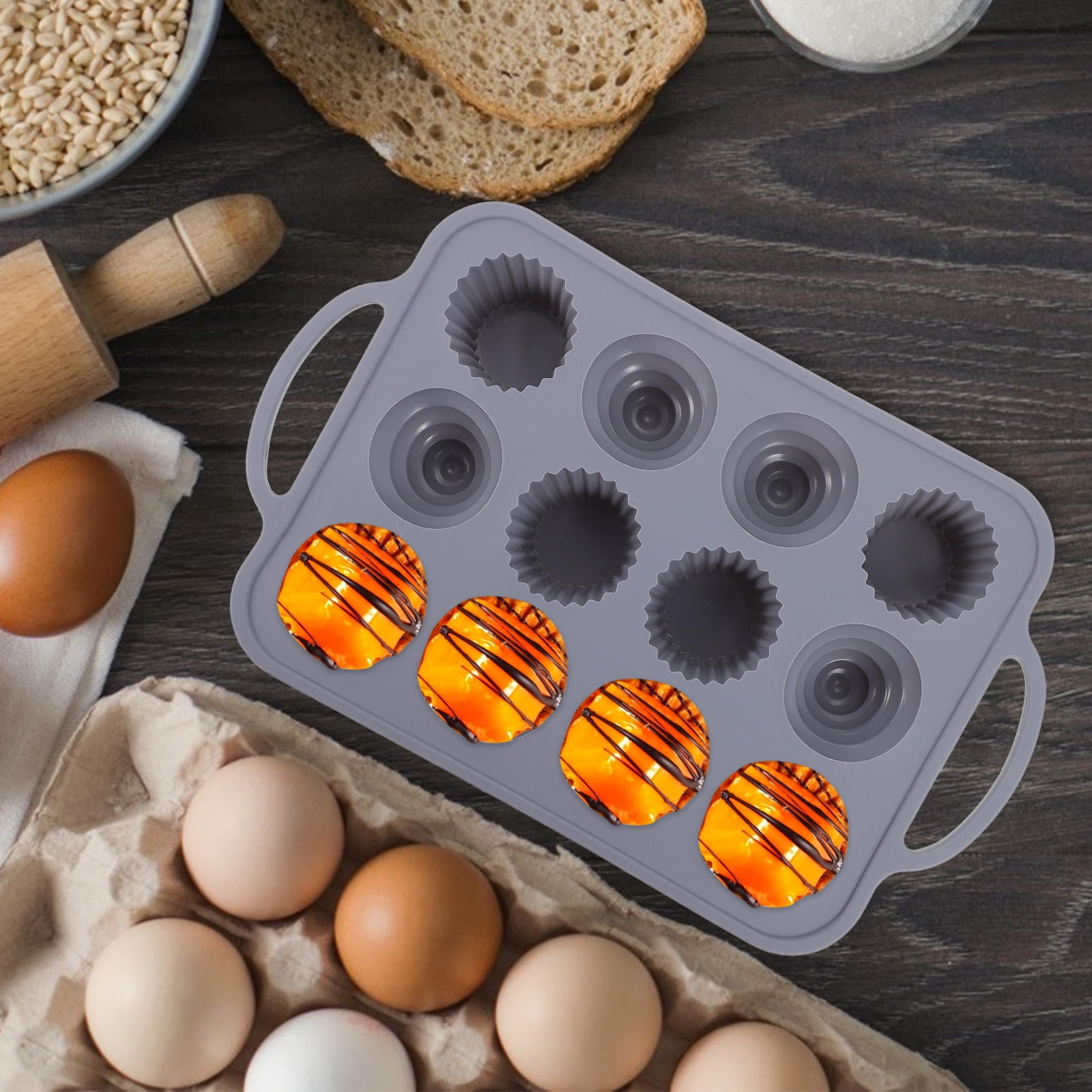 KAJNBN Cake Pans Mold 12.18X9.04X1.57in Silicone Grey One-piece Design ...