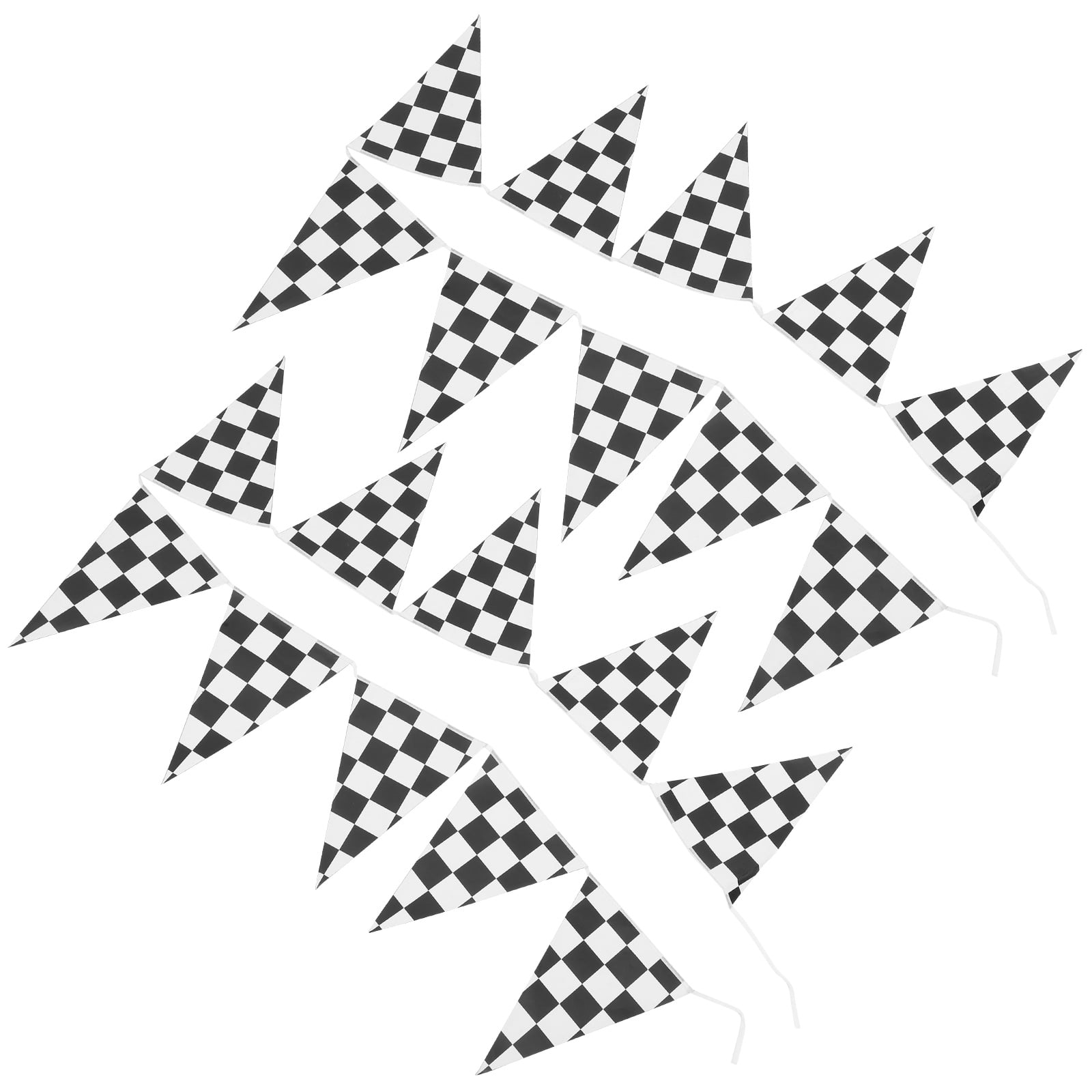 KAJNBN Checkered Racing Flag Banner 2Sets White Black Paper Triangular ...