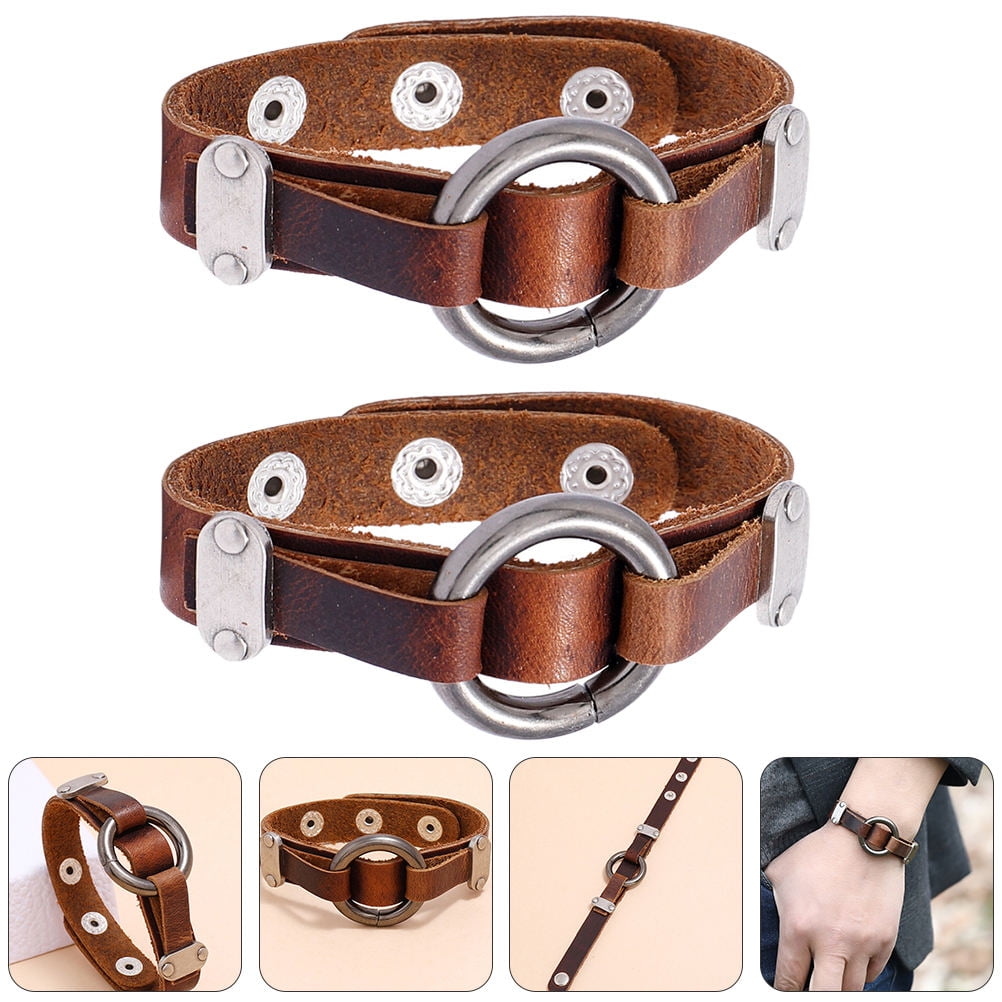 KAJNBN Men Jewelry 2Set Brown Punk Retro Bracelet with Eye Catching ...