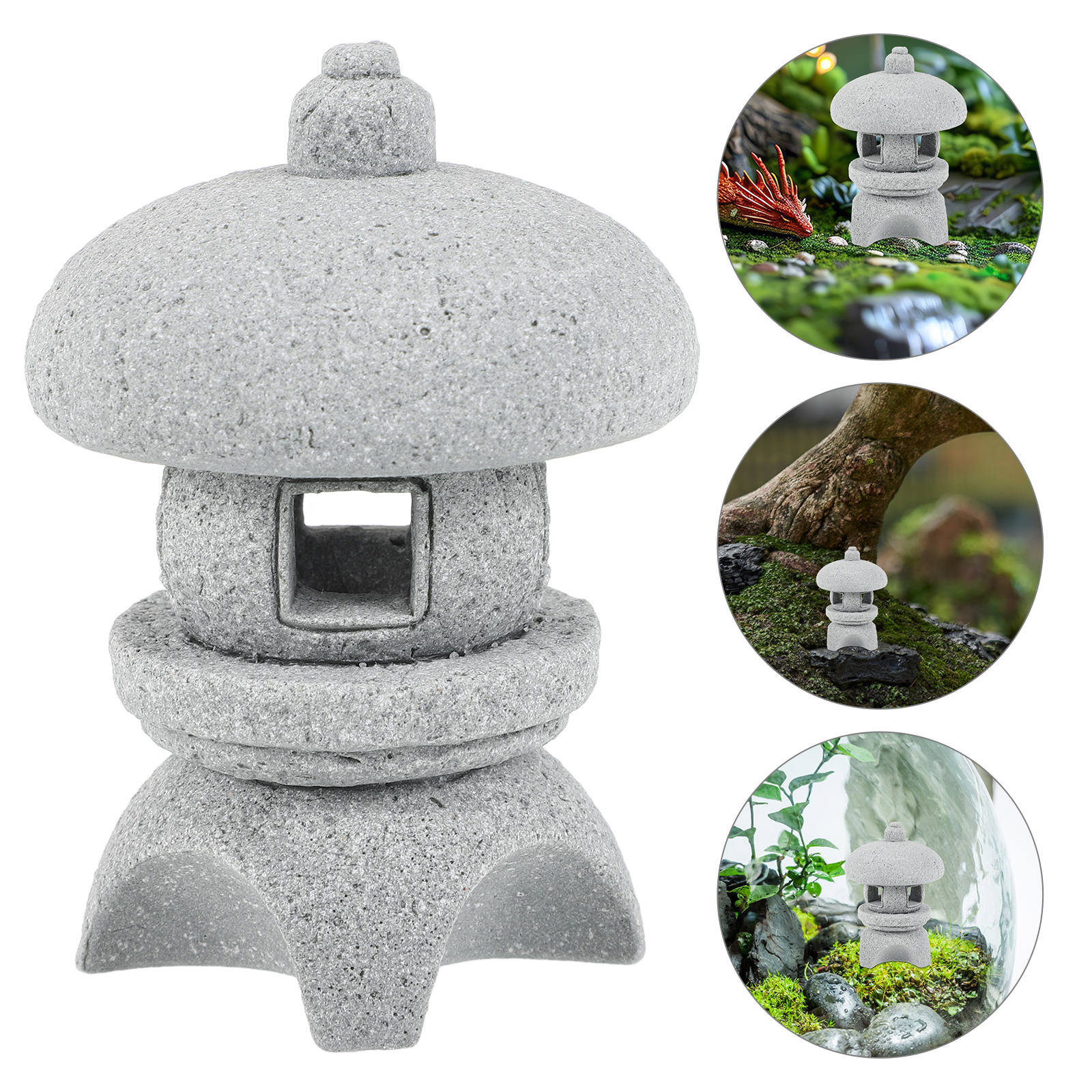 KAJNBN Mini Garden Decor Pavilion Ornament Grey Bluestone Stone Powder ...
