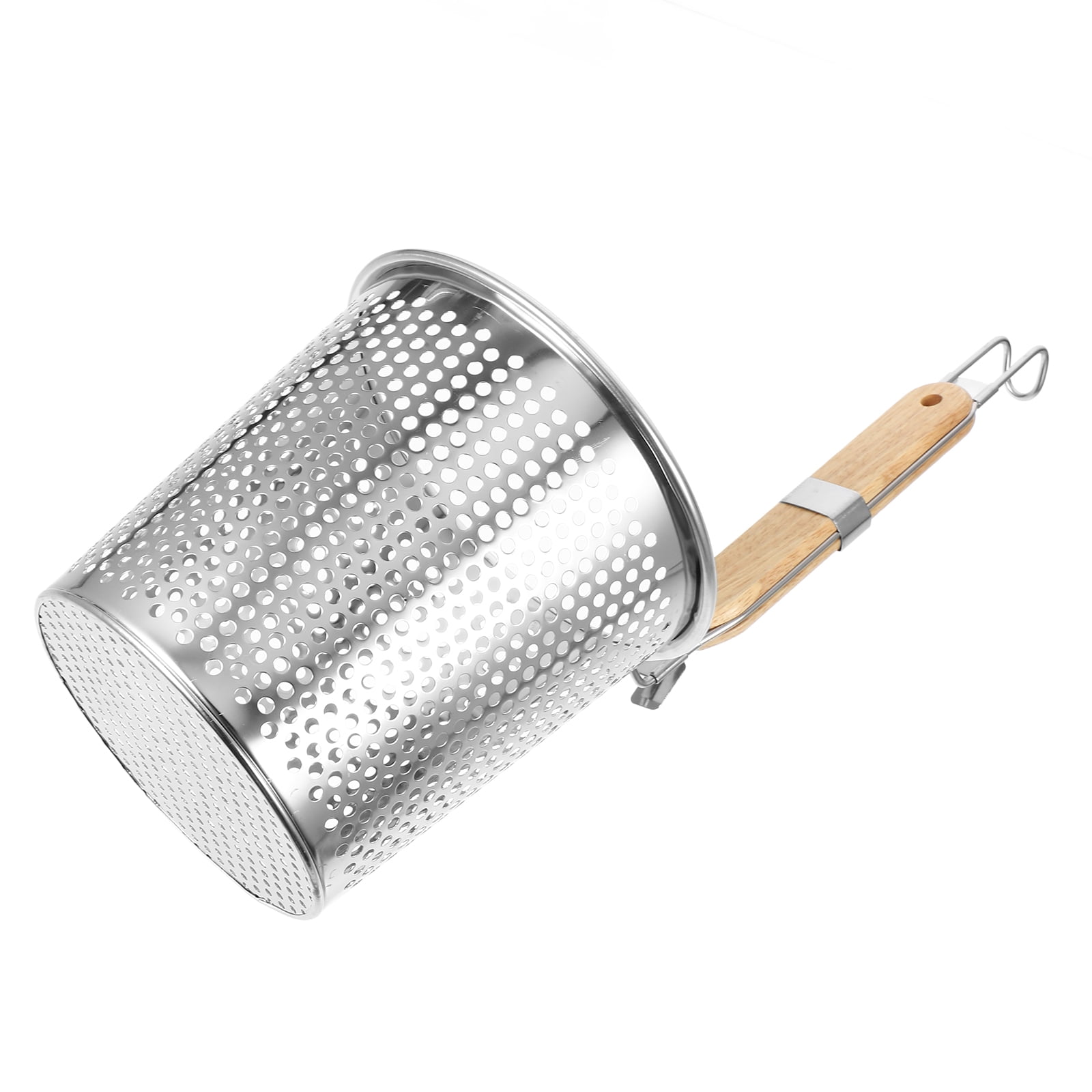 KAJNBN Stainless Steel and Wood Pasta Basket with Fine Mesh and ...