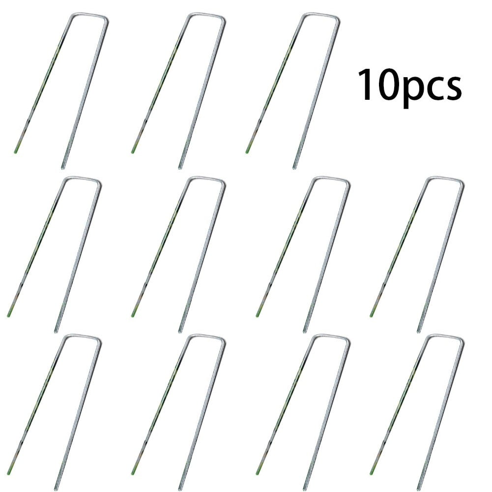 KAJOVE 10pcs/set Garden Stakes Heavy-Duty Sod Pins Anti-Rust Fence ...