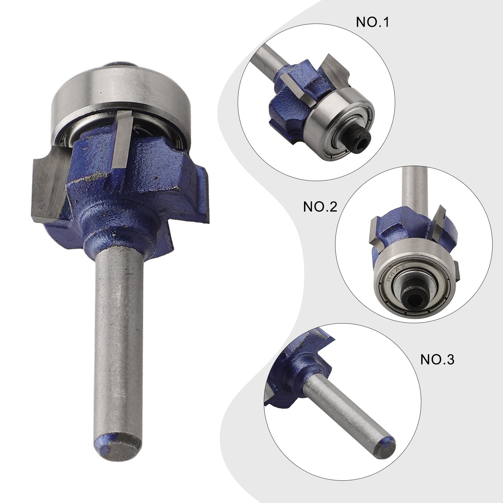 KAJOVE 1pc 6/8 Mm 1/4 Shank 4 Corner Router Bit R1 R2 R3 Trim Edging ...