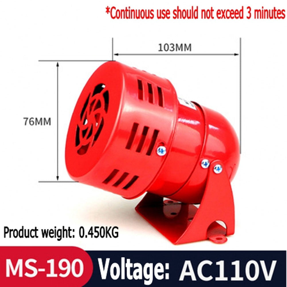 KAJOVE 1pcs MS-190 AC220V 110Db Red Mini Motor Alarm Siren High Power ...