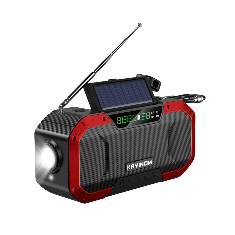 KAJOVE 5000mAh Solar Hand Crank Radio with USB Charging FMAMNOAA ...