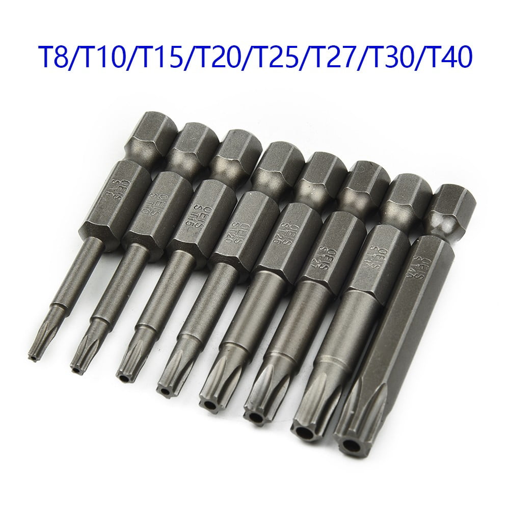 KAJOVE 8pcs 50mm Length Torx Screwdriver 1/4" Hex Bits Driver Tamper ...