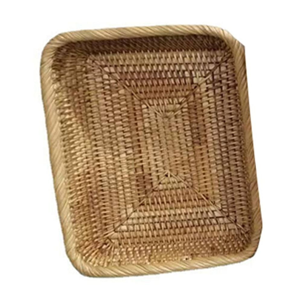 KAJOVE Hand-Woven Rattan Storage Basket Trapezoidal Desktop Organizer ...