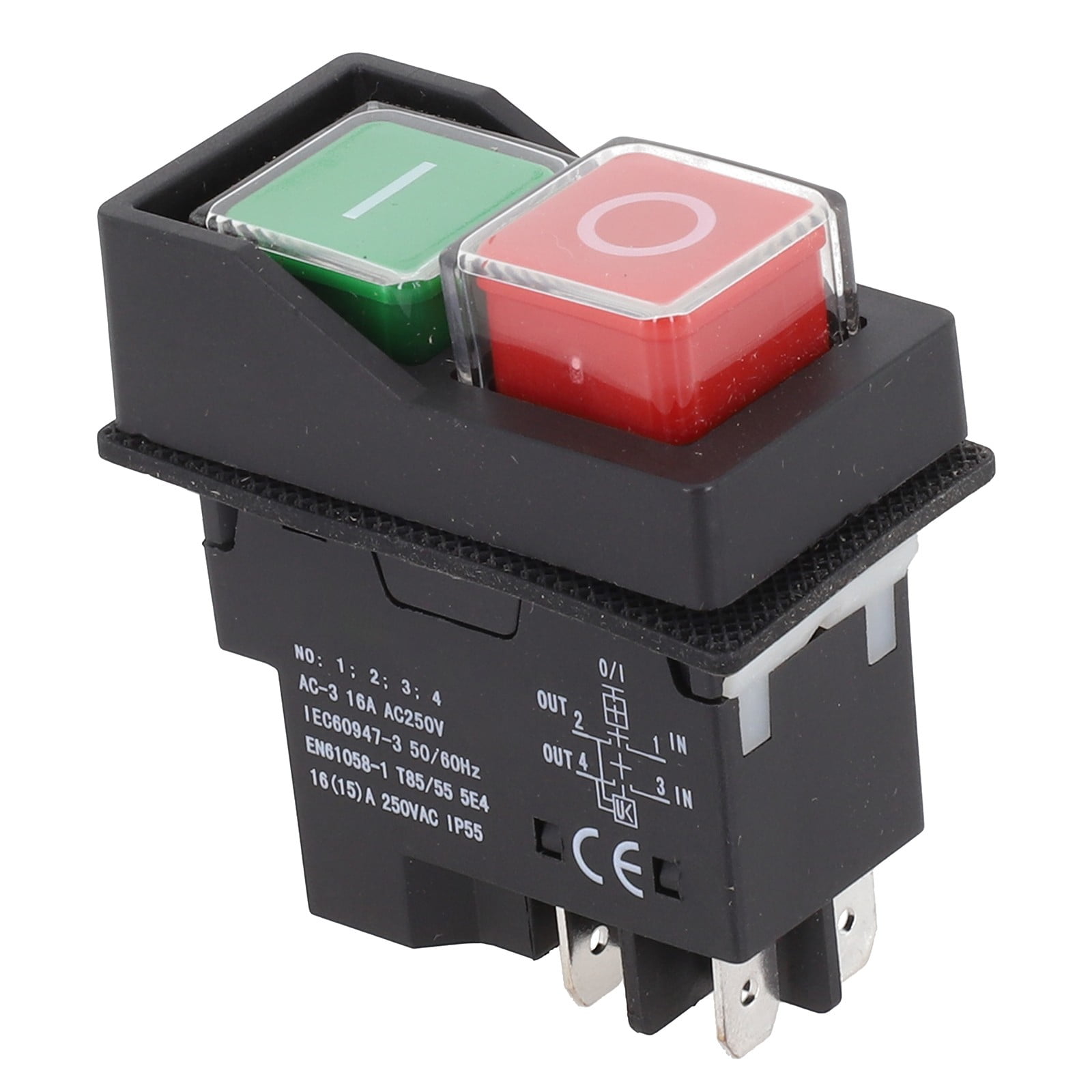 KAJOVE IP55 Push Button Switch 4 Pin Starter Garden Machinery Overload ...