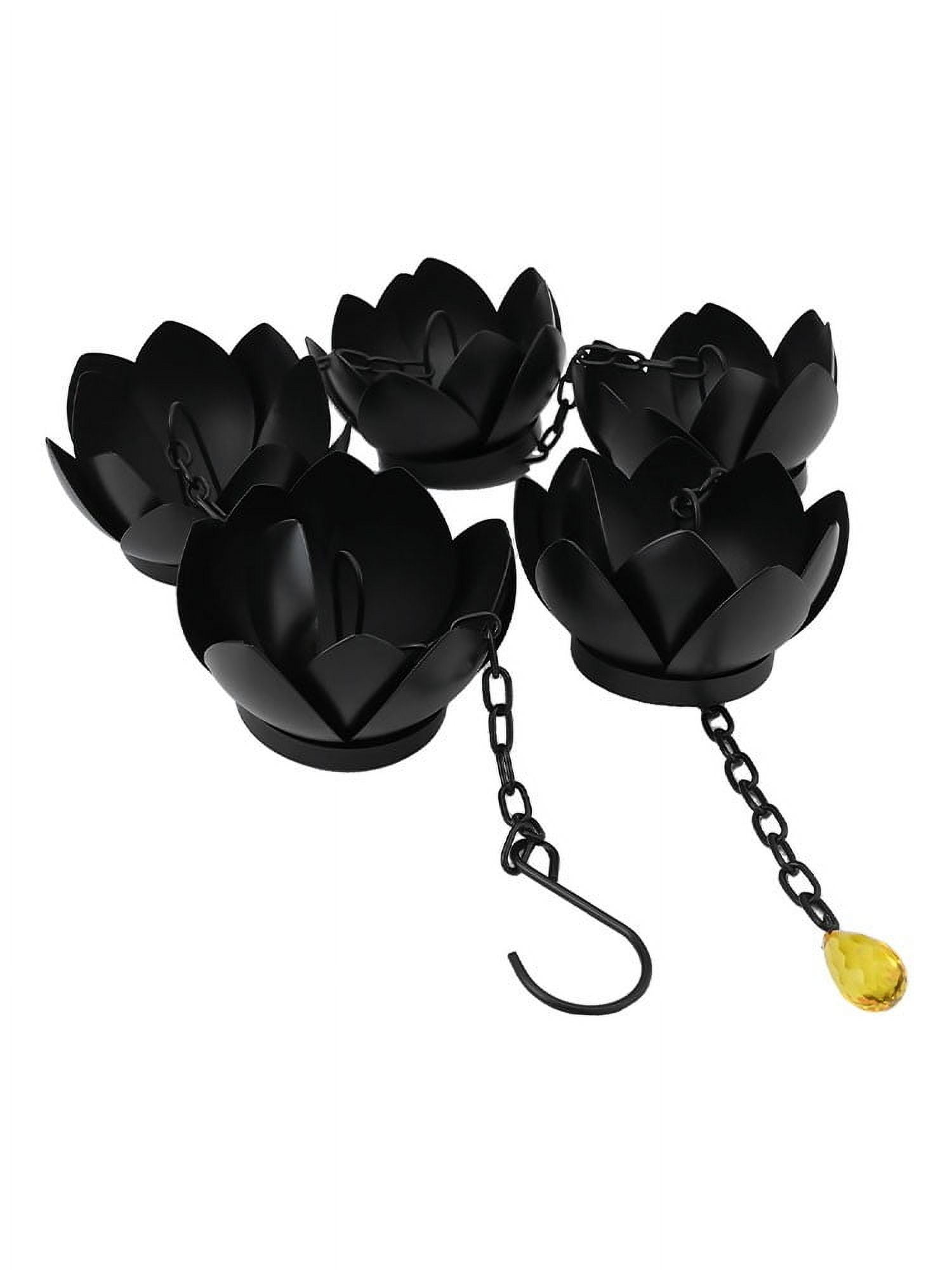 KAJOVE Outdoor Lotus Drainage Rain Chain Garden Decoration 5 Lotus 1.2 ...