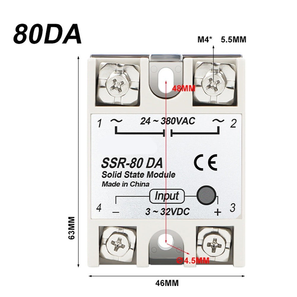 KAJOVE Quality single-phase solid state relay SSR-10-100DA with DC control AC SSR-80DA - Walmart.com