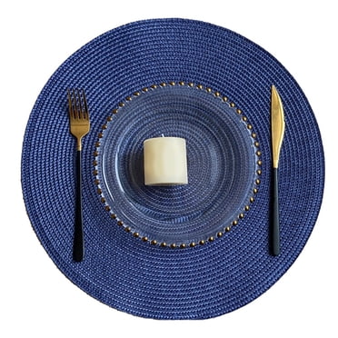 Fennco Styles Handwoven Fringe Boho Placemats 15" Round, Set of 4 ...