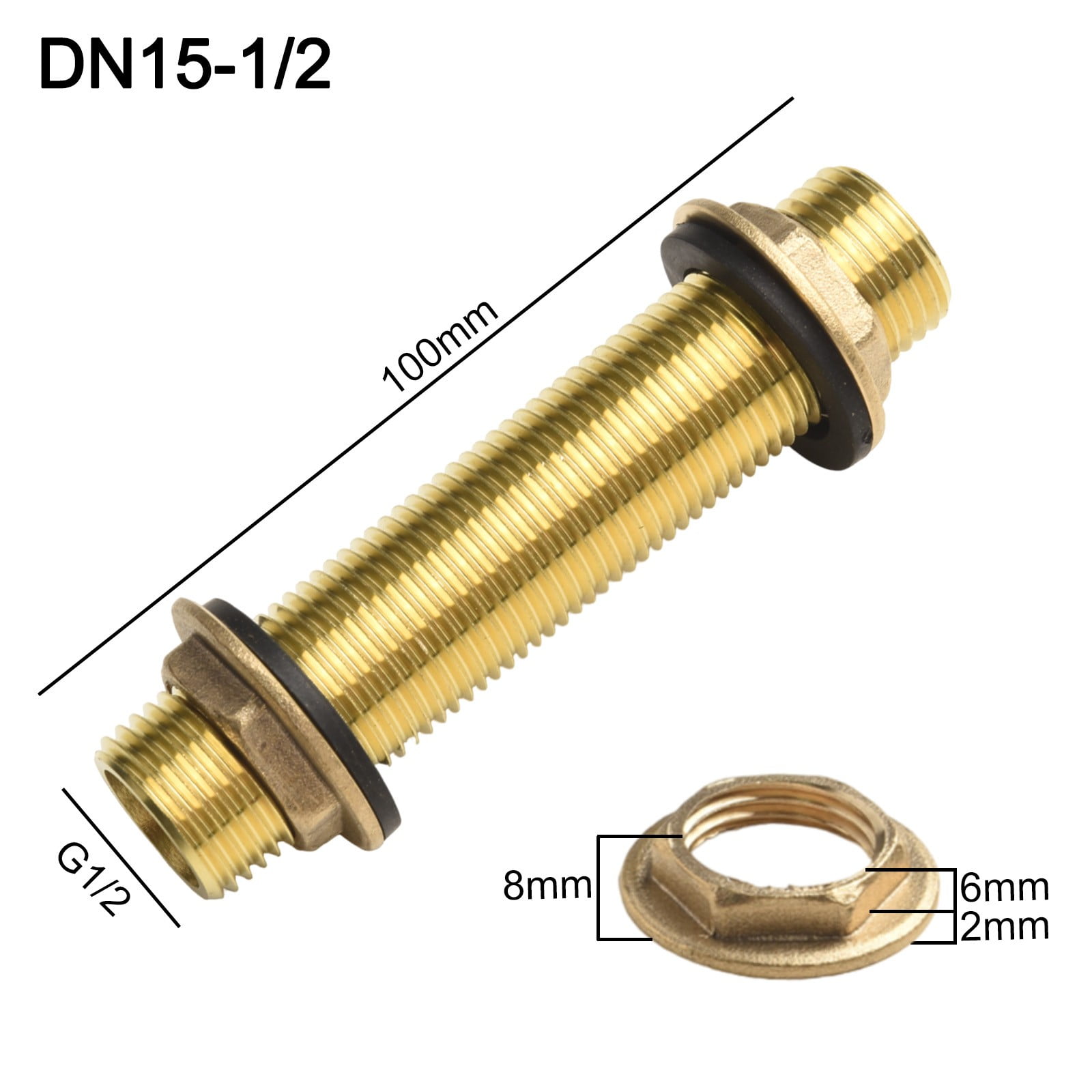 KAJOVE Water Tank Connector Brass G1/2 Tank Feedthrough for Water Tank ...