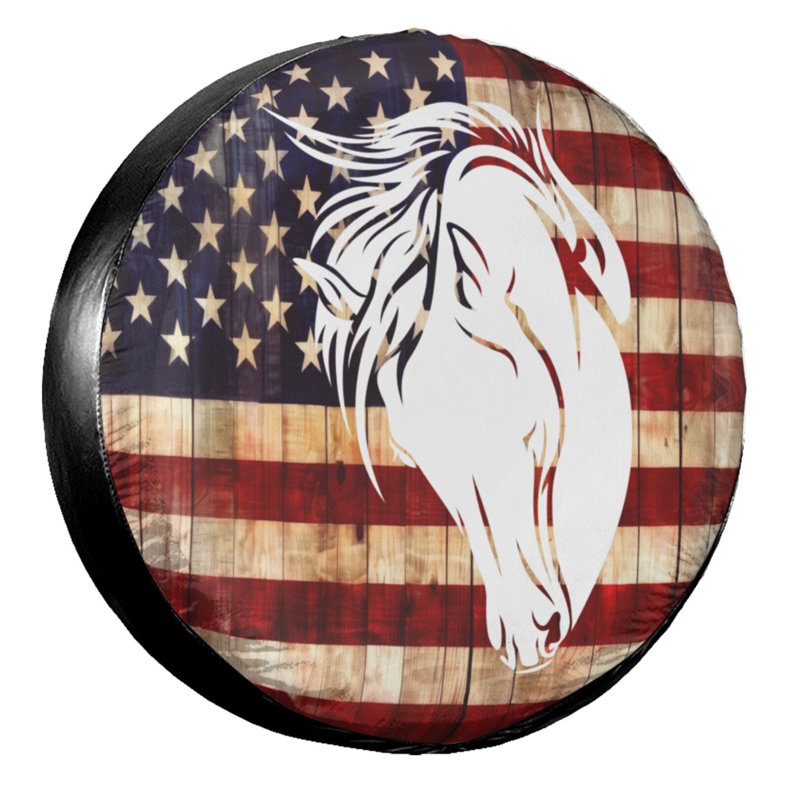 KAKALAD American Flag Painted Wood Wall Background Horse Spare Tire ...