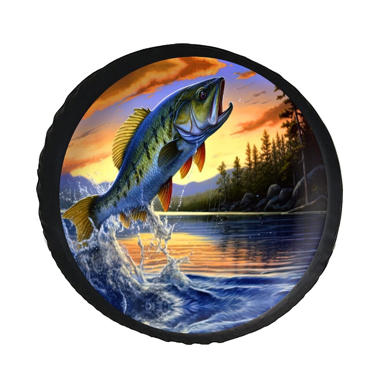 KAKALAD Bass Fish Jumping 02 Spare Tire Cover PVC Leather Wheel ...