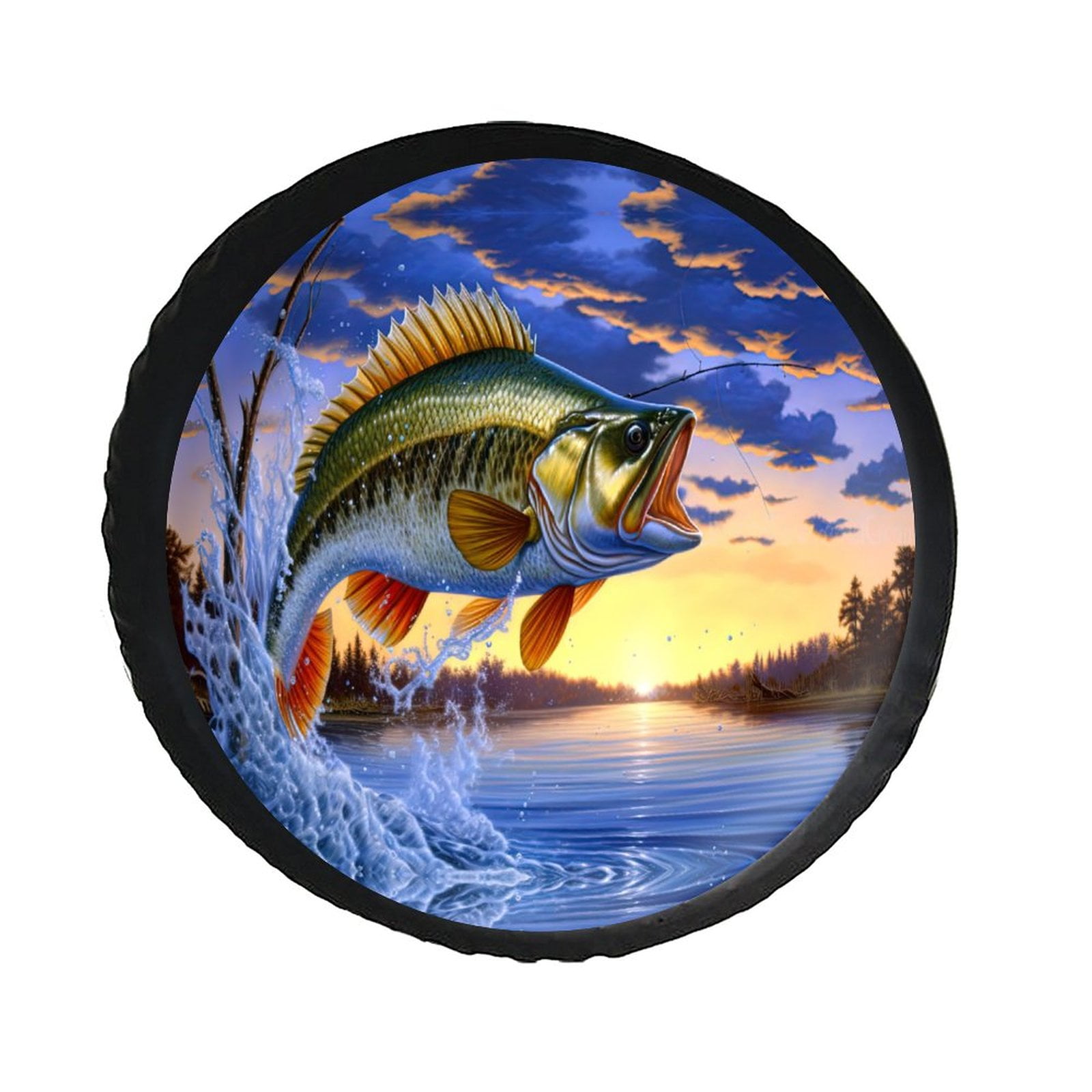 KAKALAD Bass Fish Jumping 03 Spare Tire Cover PVC Leather Wheel ...