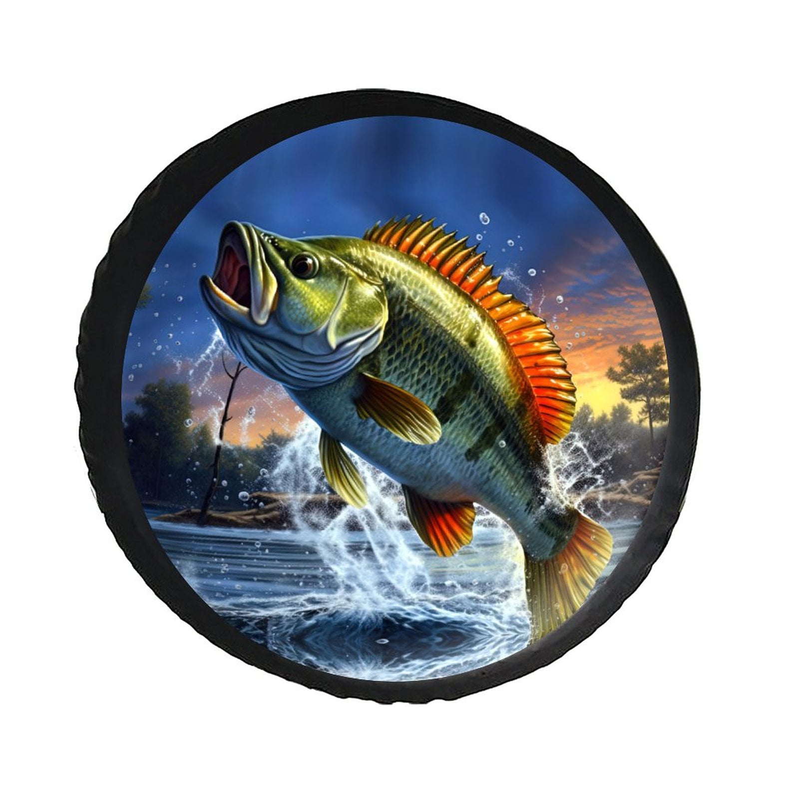 KAKALAD Bass Fish Jumping 04 Spare Tire Cover PVC Leather Wheel ...