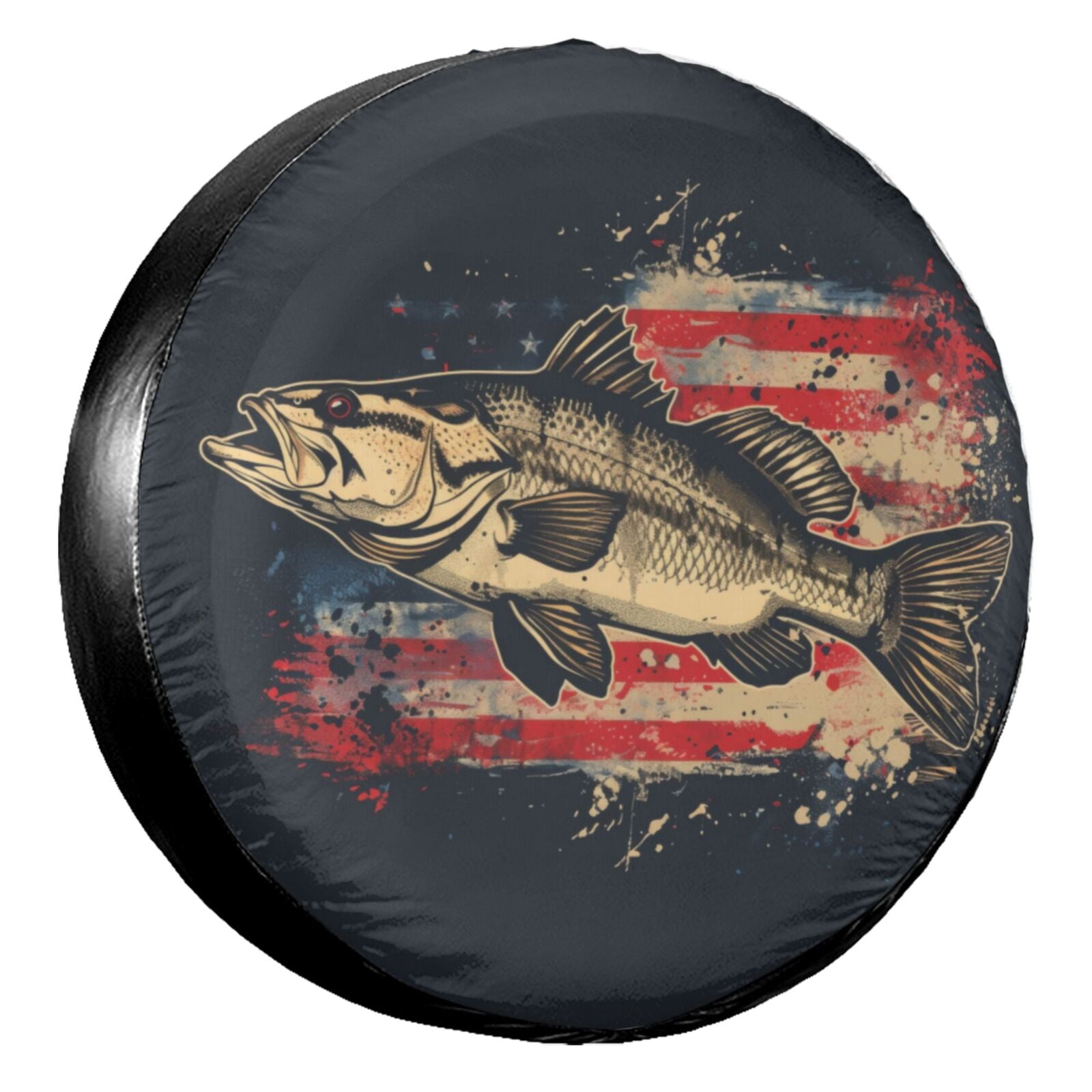 KAKALAD Bass Fish Jumping American Flag 03 Spare Tire Cover Universal ...