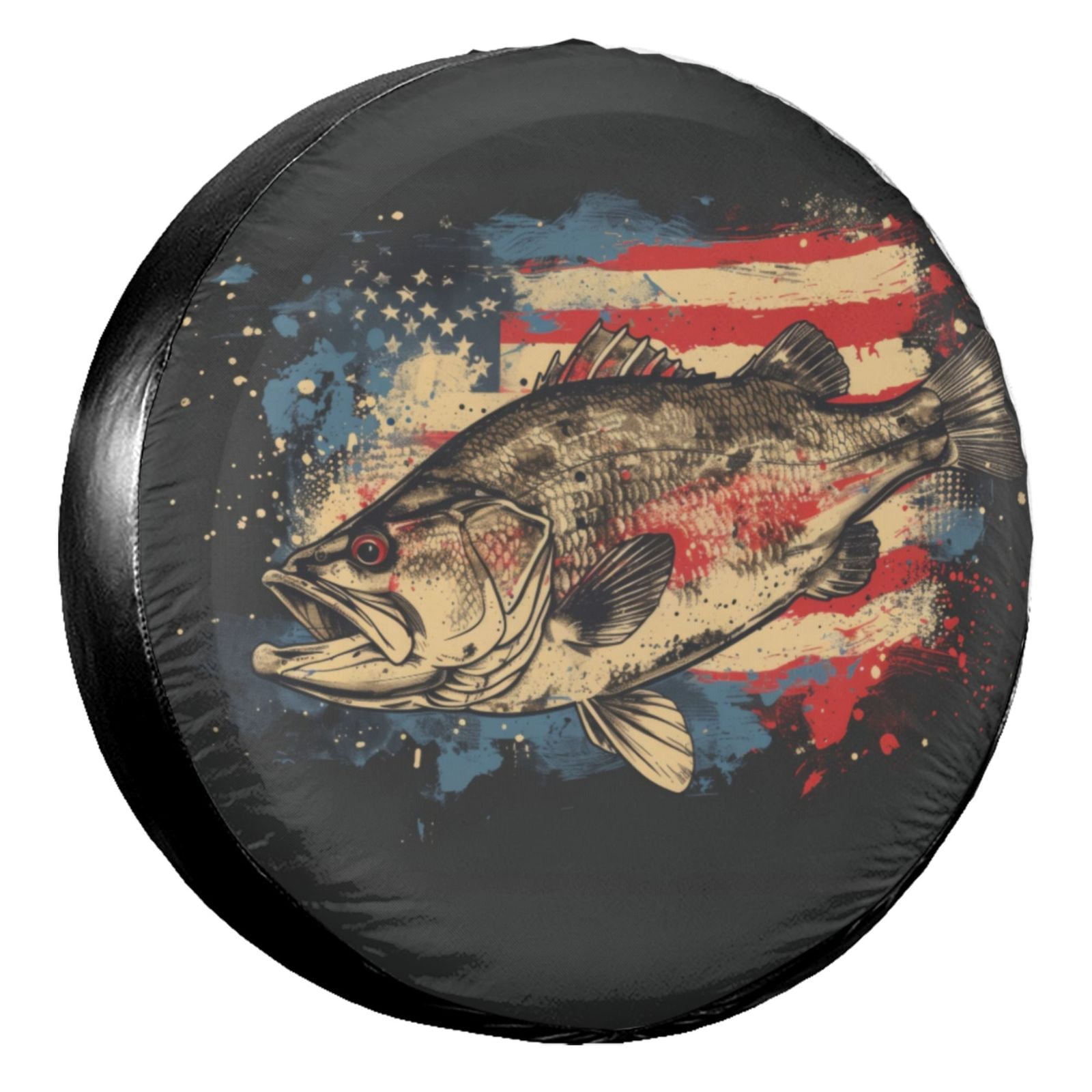 KAKALAD Bass Fish Jumping American Flag 04 Spare Tire Cover Universal ...
