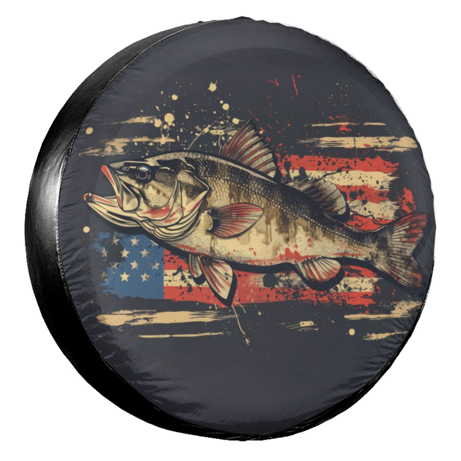 KAKALAD Bass Fish Jumping American Flag 05 Spare Tire Cover Universal ...