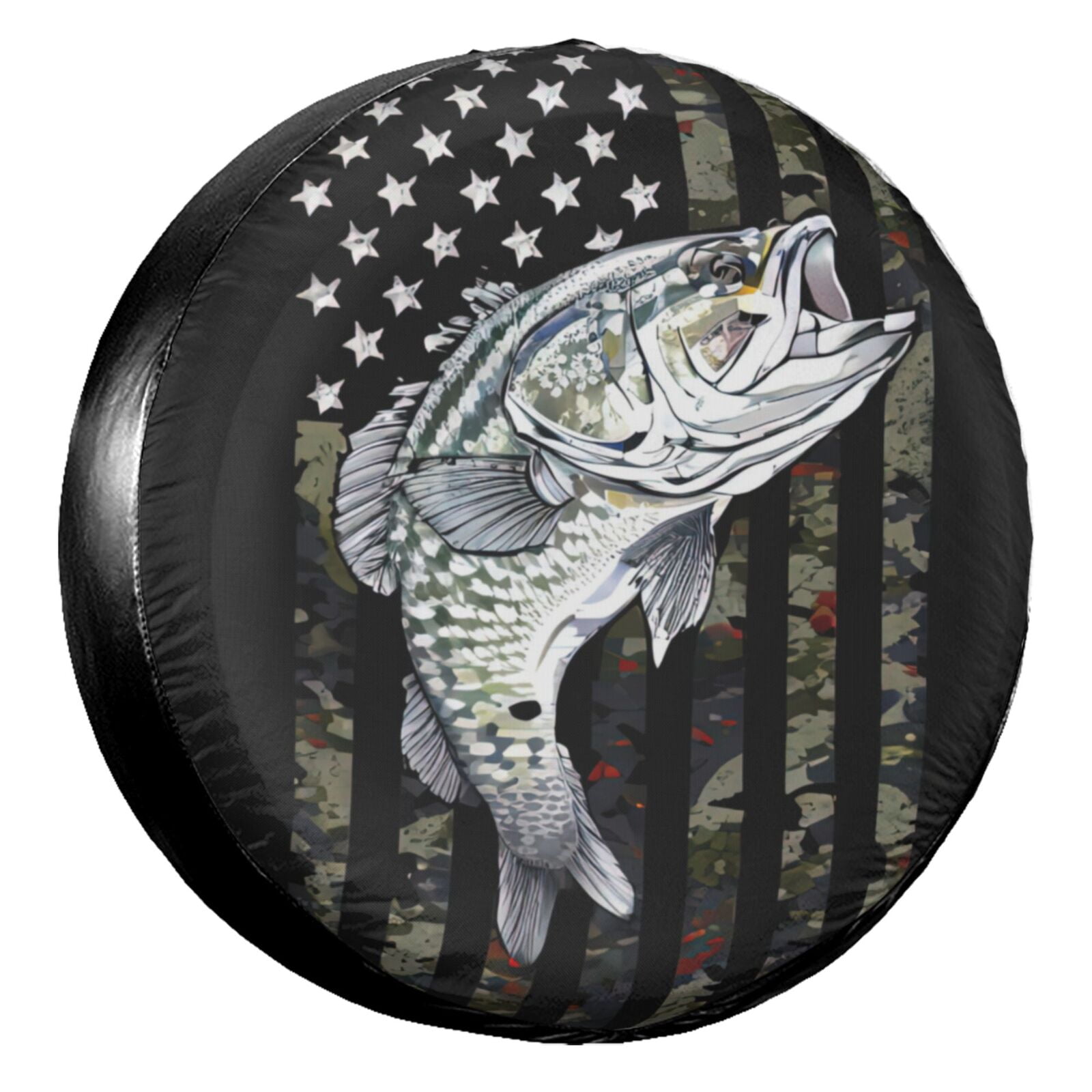 KAKALAD Bass Fishing Camouflage Flag Spare Tire Cover Wheel Protectors Weatherproof Universal ...