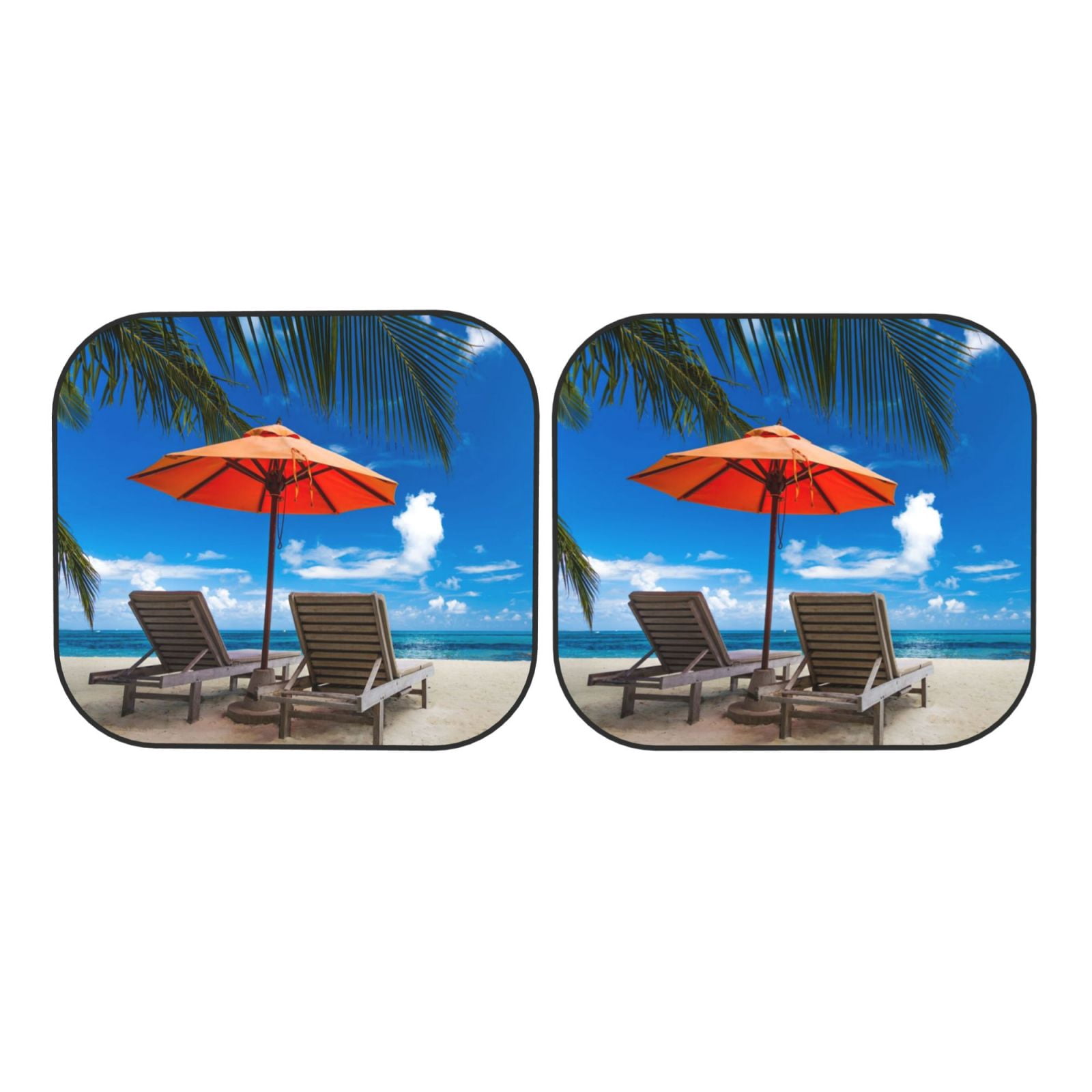 KAKALAD Beach Chair On Sunny Beach Universal Car Windshield Sunshade 2 ...