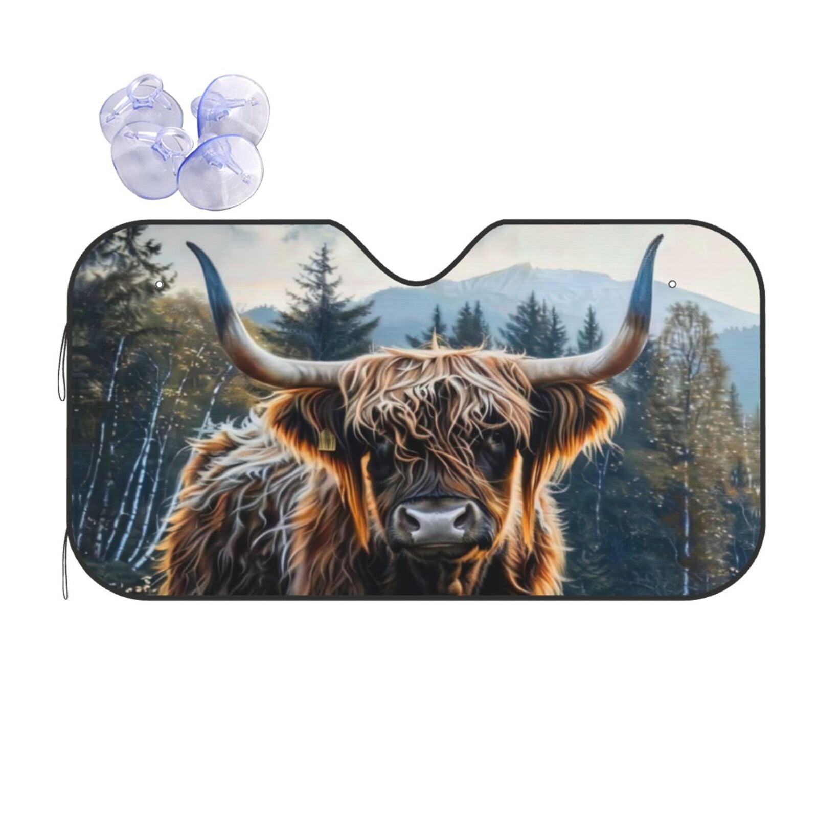 KAKALAD Beautiful Highland Cow Universal Windshield Car Sun Shades ...