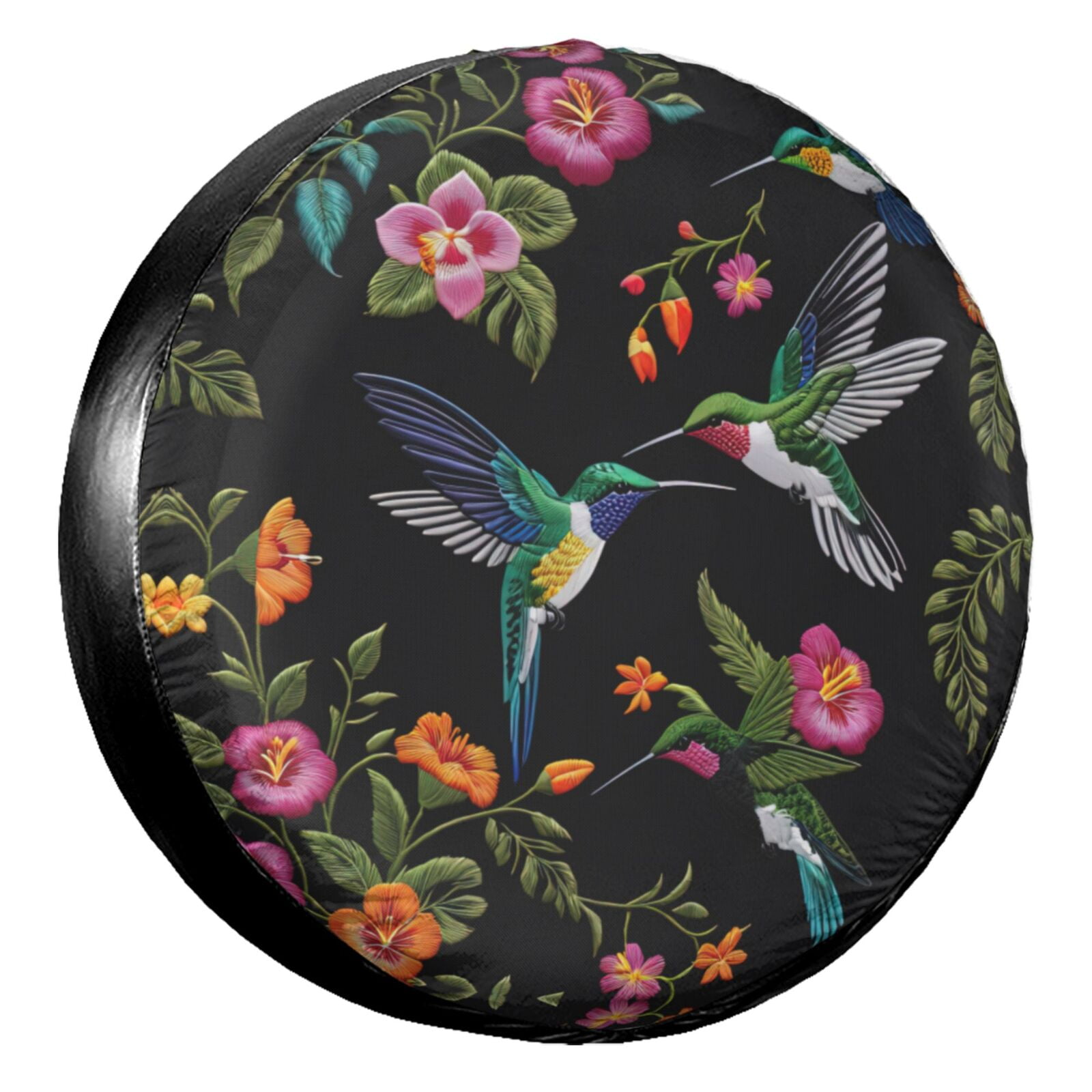 KAKALAD Beautiful Hummingbirds Tropical Flowers Embroidery Spare Tire ...