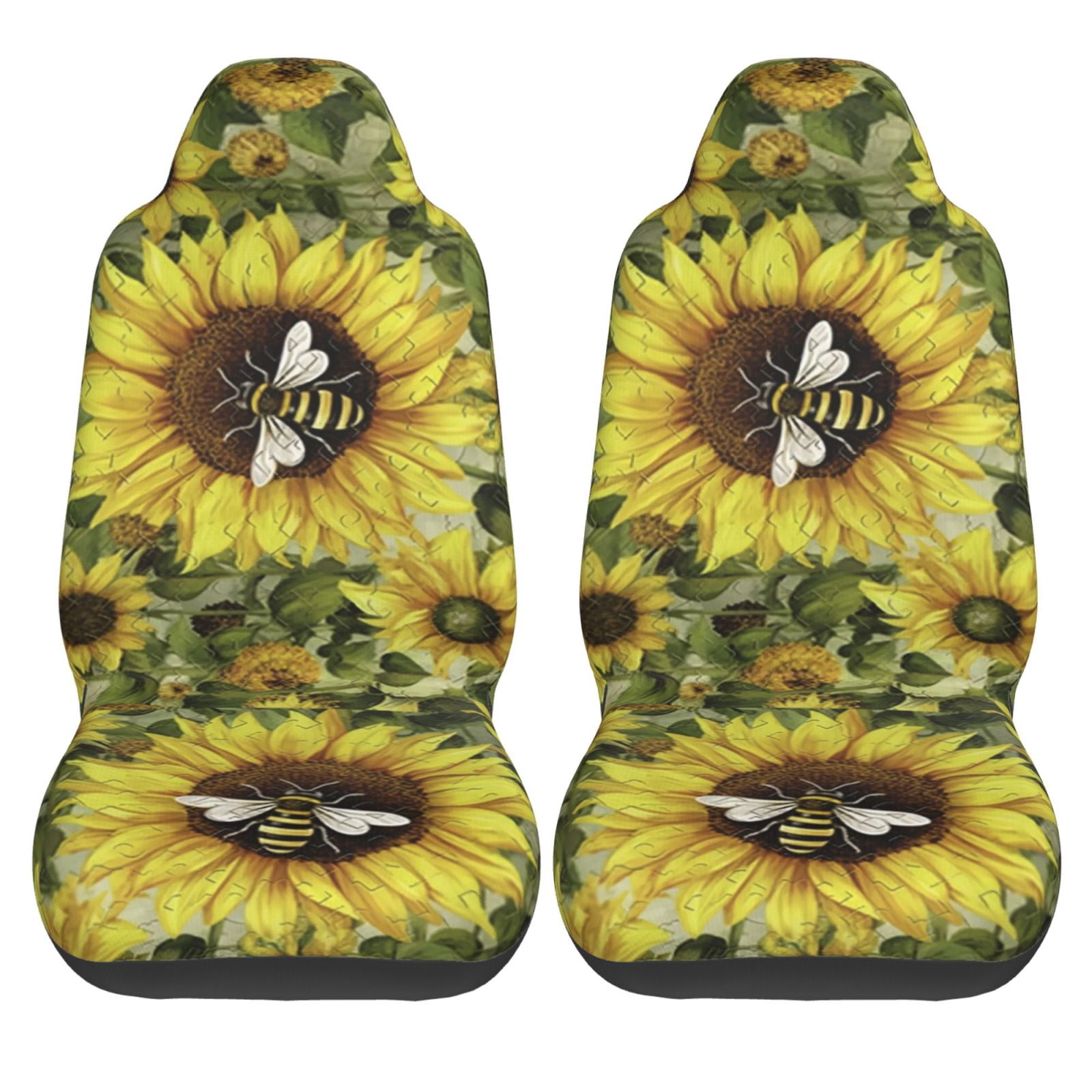 KAKALAD Bee Sunflowers And Daisies 02 Car Seat Covers Set Vehicle Front ...