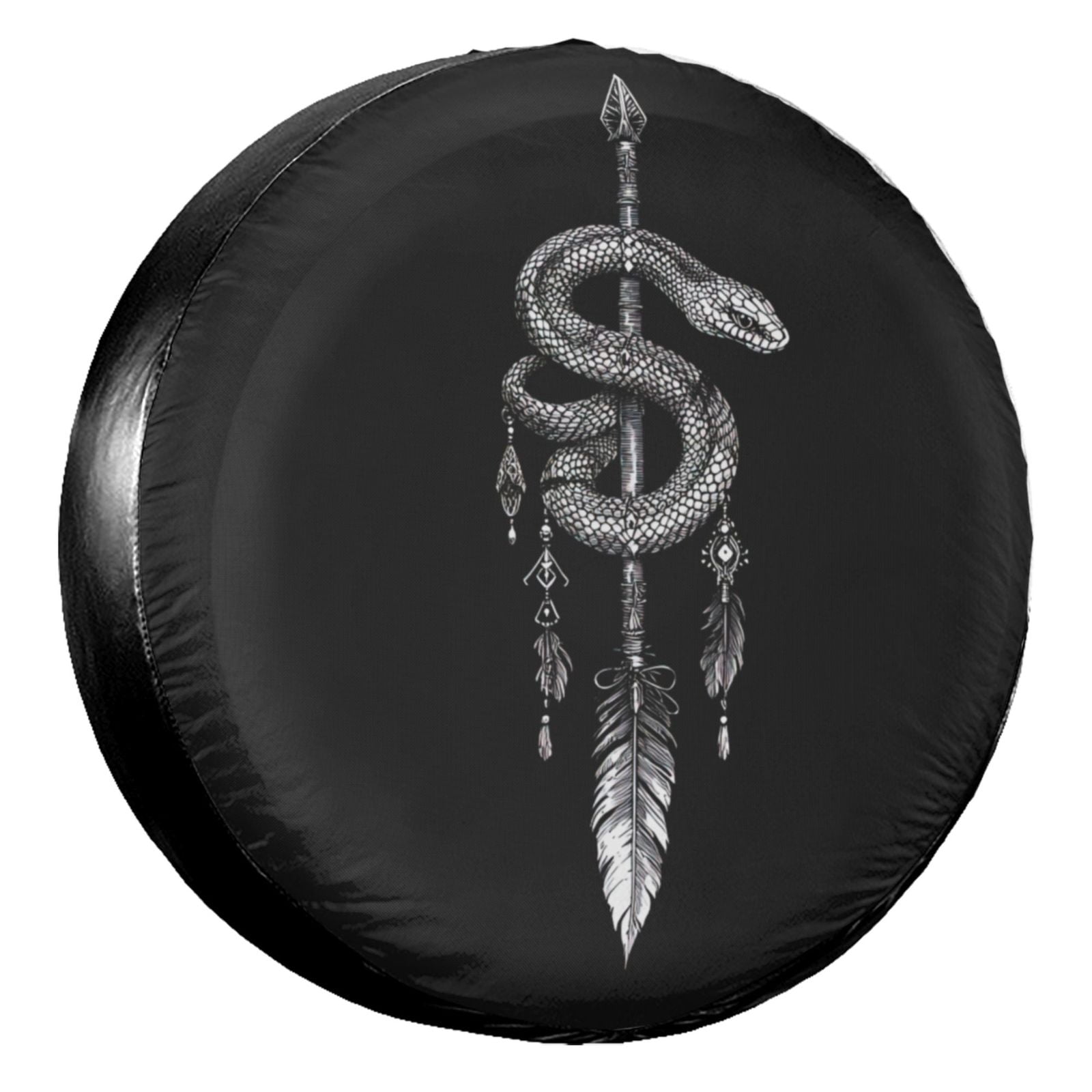 KAKALAD Black And White Snake Arrow Feathers 01 Spare Tire Cover Wheel ...