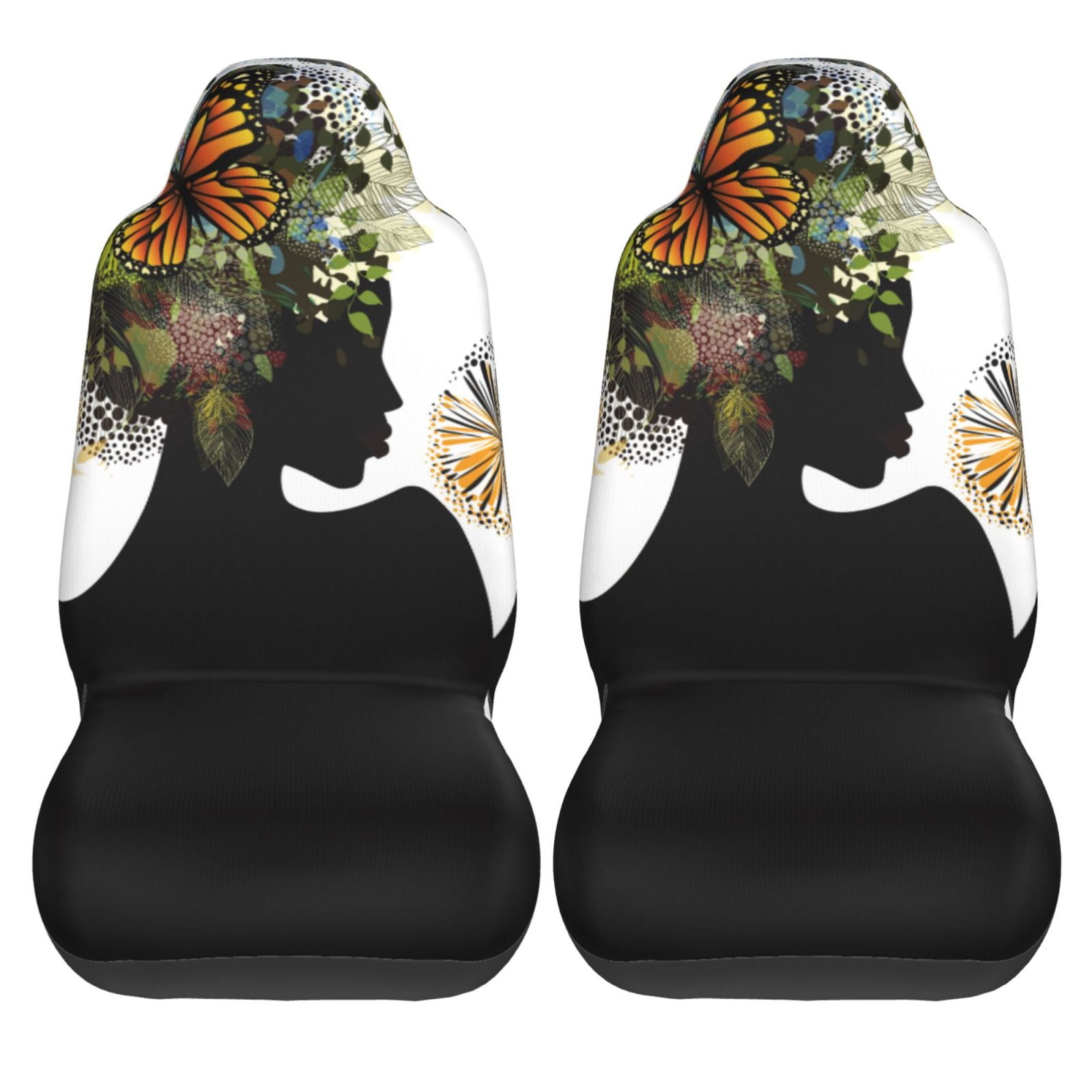 KAKALAD Black afro girl butterfly flowers Car Seat Covers Set Vehicle ...