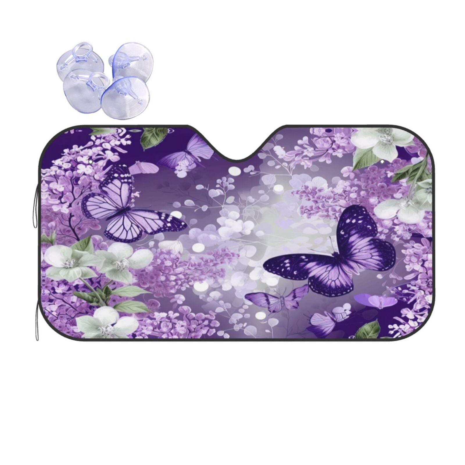 Kakalad Butterflies Flowers Purple Pattern 03 Universal Windshield Car