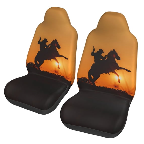 KAKALAD Cowboy Riding On A Mountain Car Seat Covers Set Vehicle Front ...
