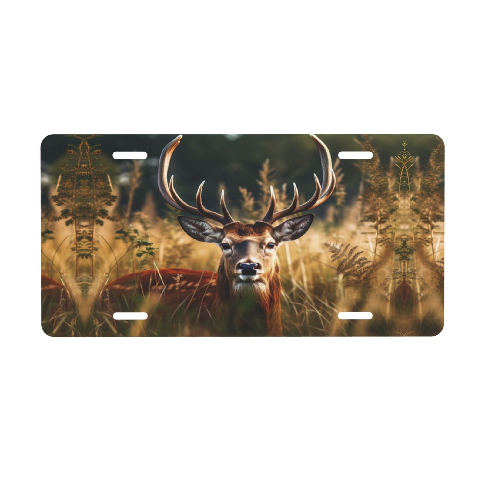 KAKALAD Deer Head In Tall Grass 03 Aluminum Universal Car Vehicles ...