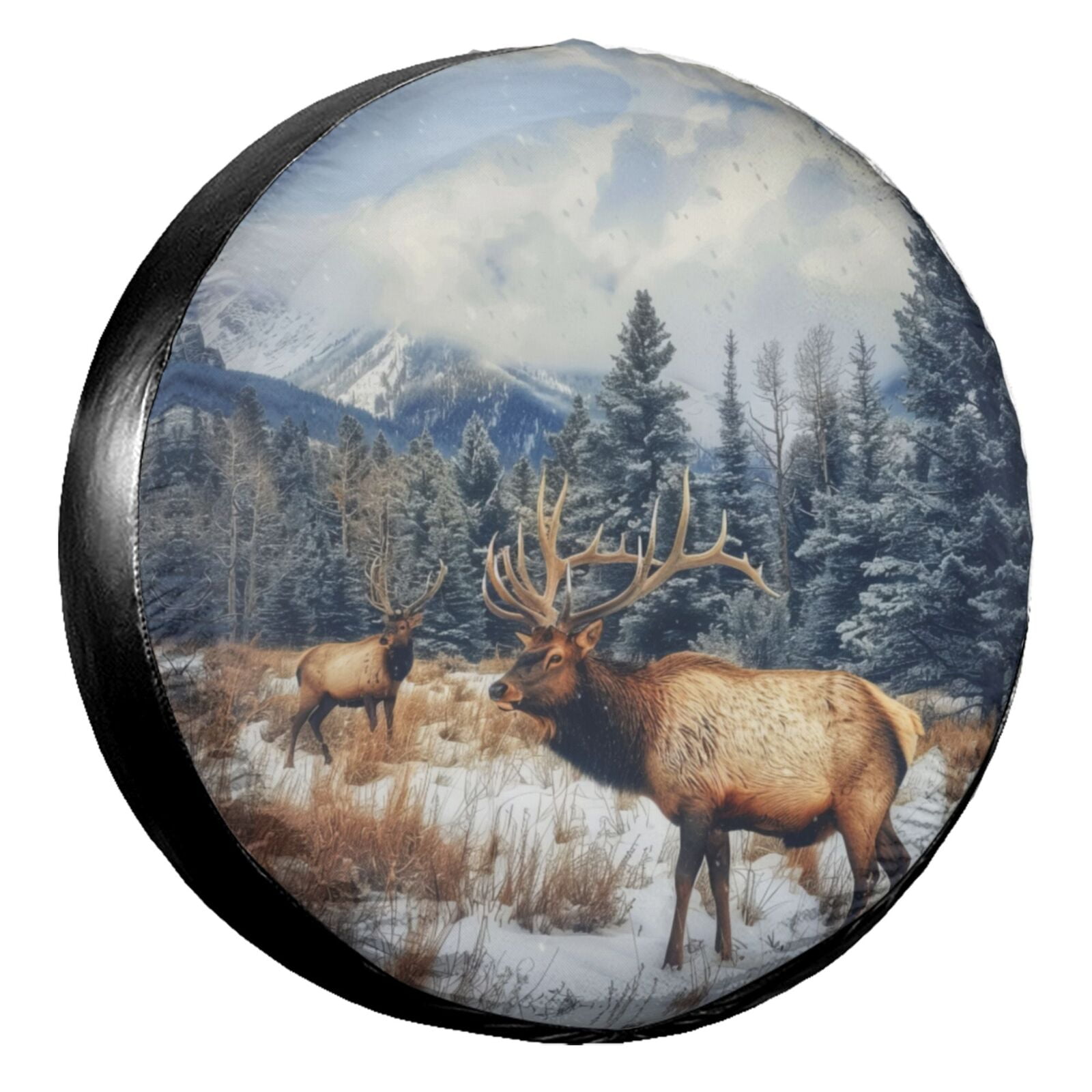 KAKALAD Elk In Snow 01 Spare Tire Cover Universal Vehicle Accessories ...