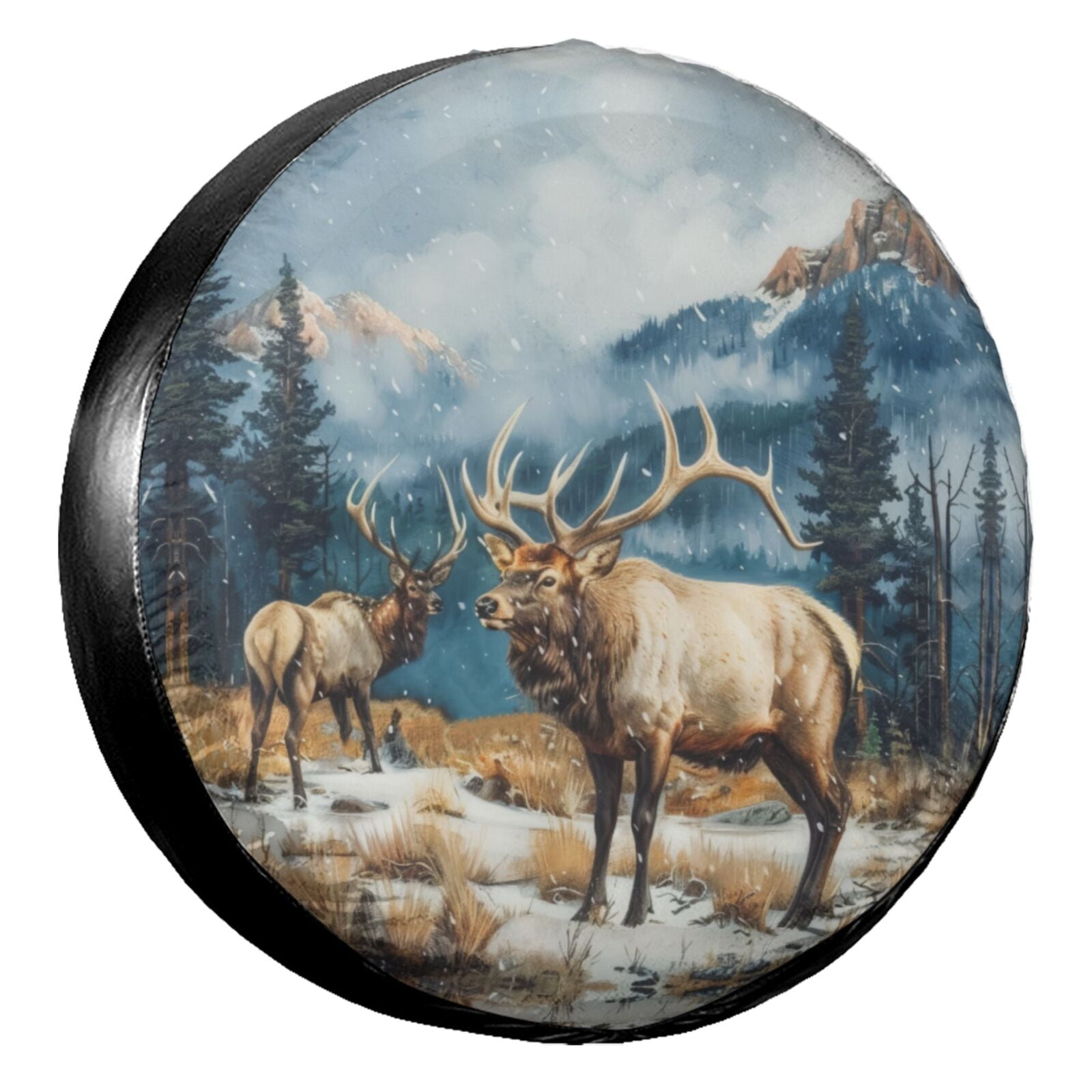 KAKALAD Elk In Snow 02 Spare Tire Cover Universal Vehicle Accessories ...