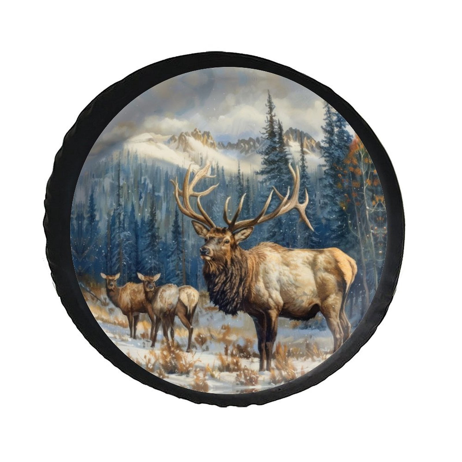 KAKALAD Elk in Snow 03 Spare Tire Cover PVC Leather Wheel Protectors ...