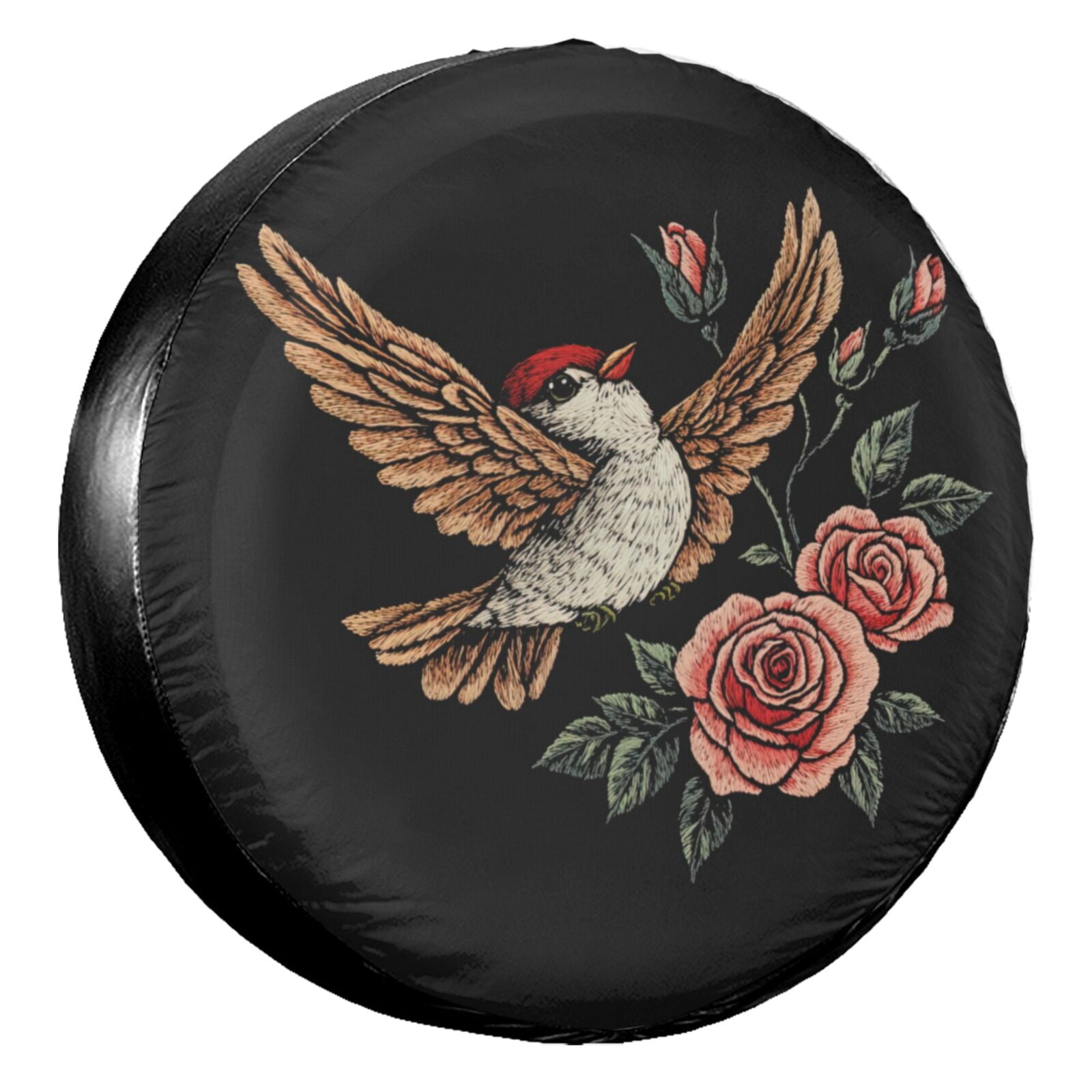 KAKALAD Flying Bird Roses Embroidery Spare Tire Cover Universal Car ...